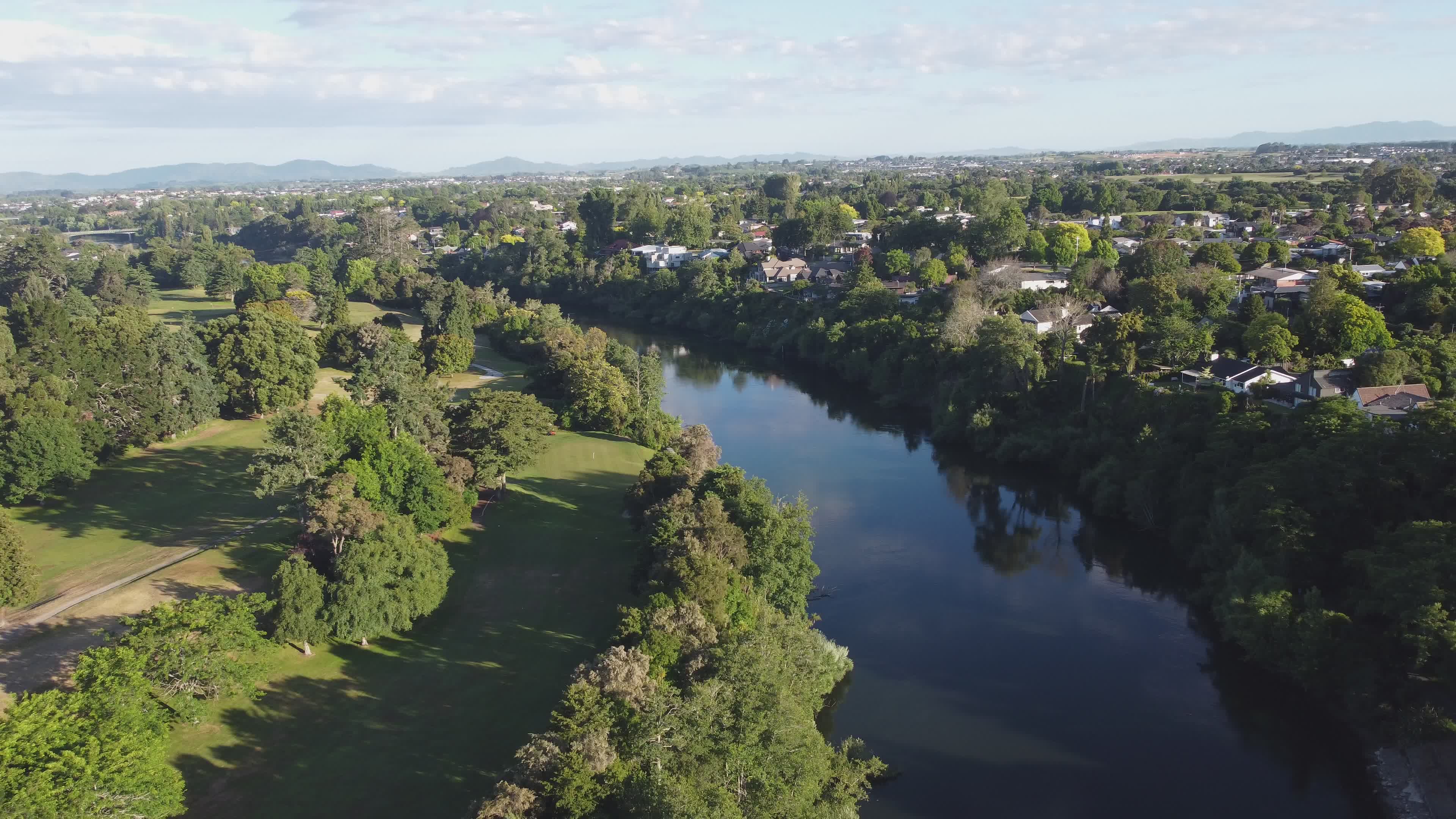 Scenic Aerial View of Hamilton New Zealand River Free Stock Video ...