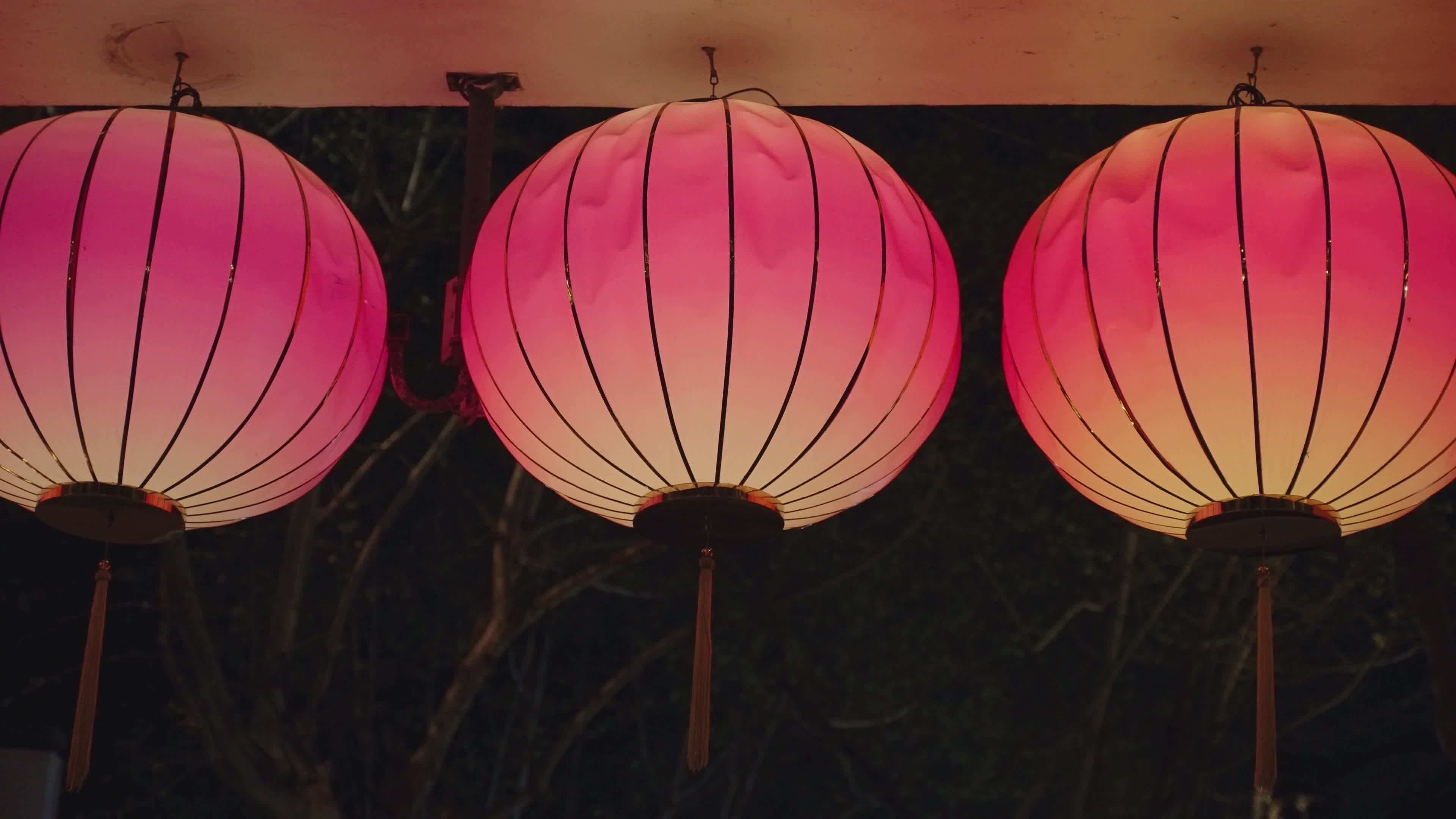 Vibrant Chinese Festival Lanterns at Night Free Stock Video Footage ...