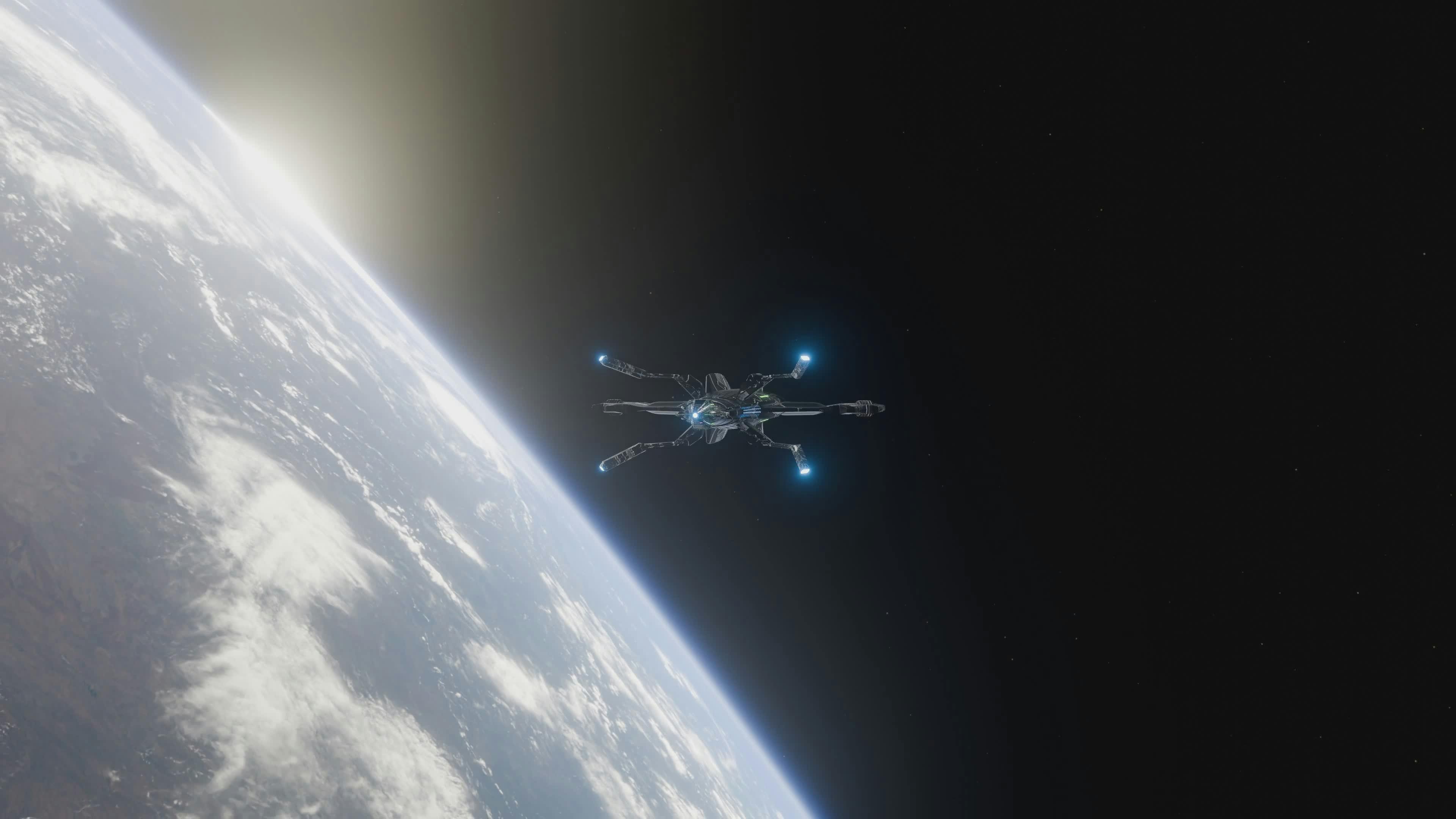 Futuristic Spaceship Orbiting Earth in Outer Space Free Stock Video ...