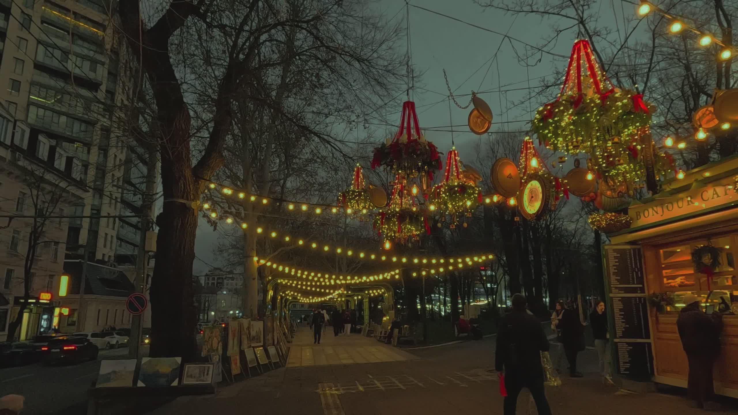 Festive Holiday Market with Vibrant Lights Free Stock Video Footage ...