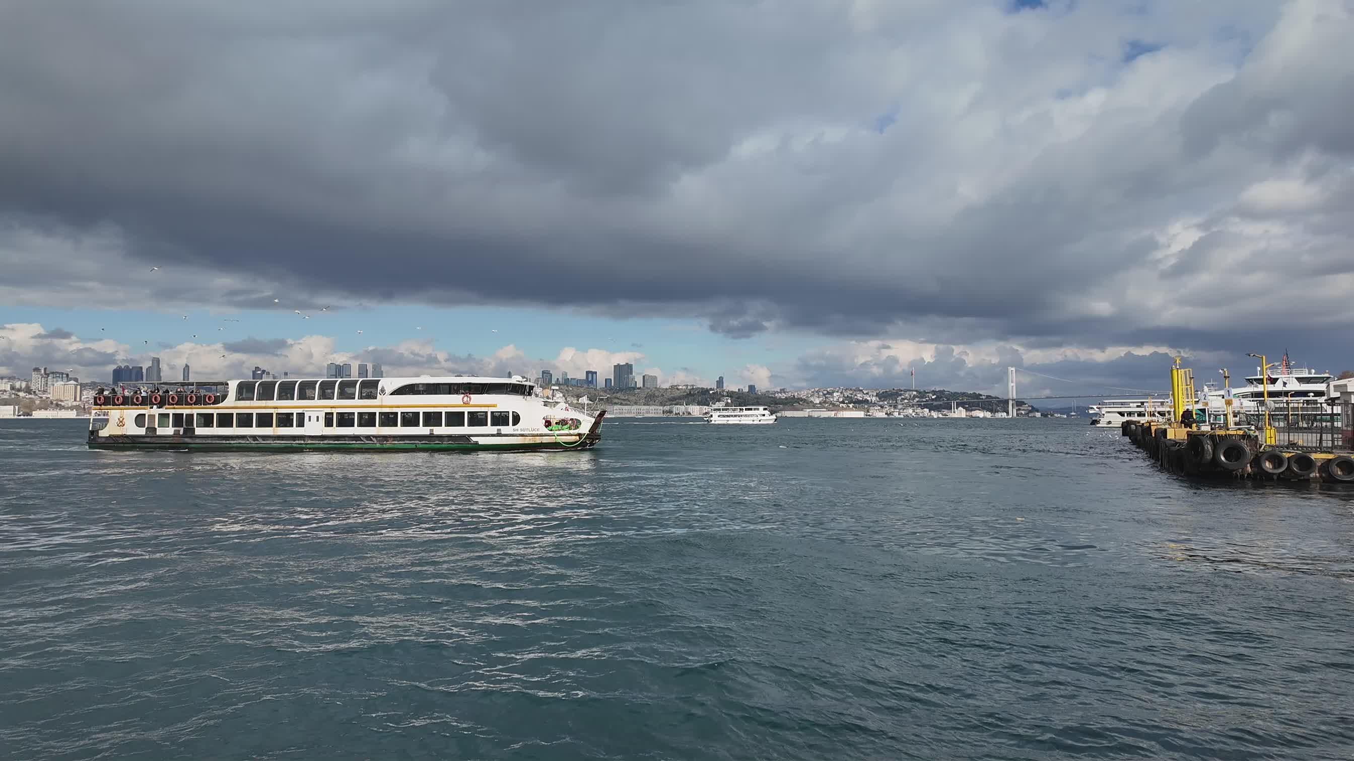Passenger Boat Navigating Urban Harbor Waters Free Stock Video Footage ...