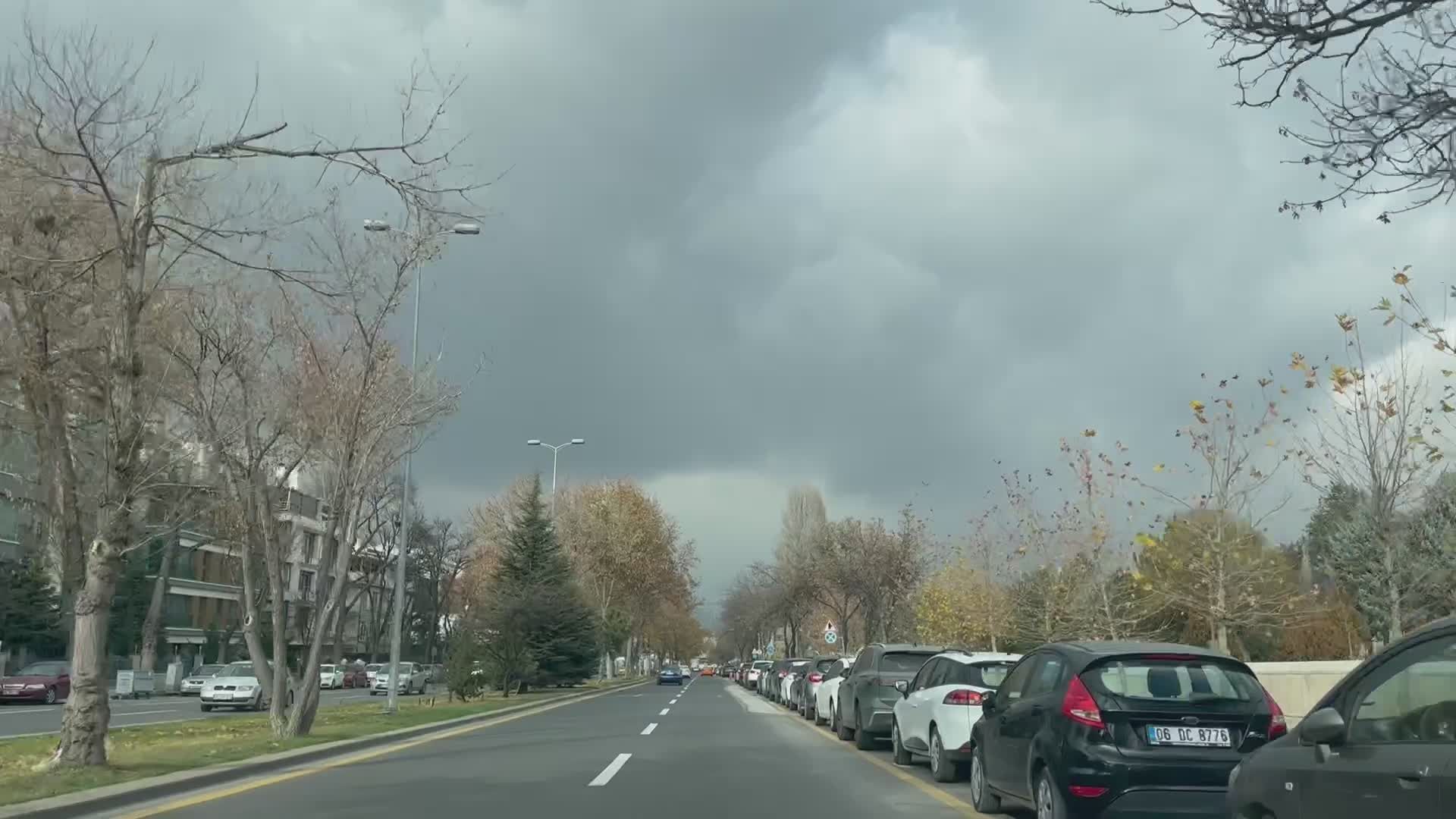 Overcast City Street Drive in Autumn Free Stock Video Footage, Royalty ...