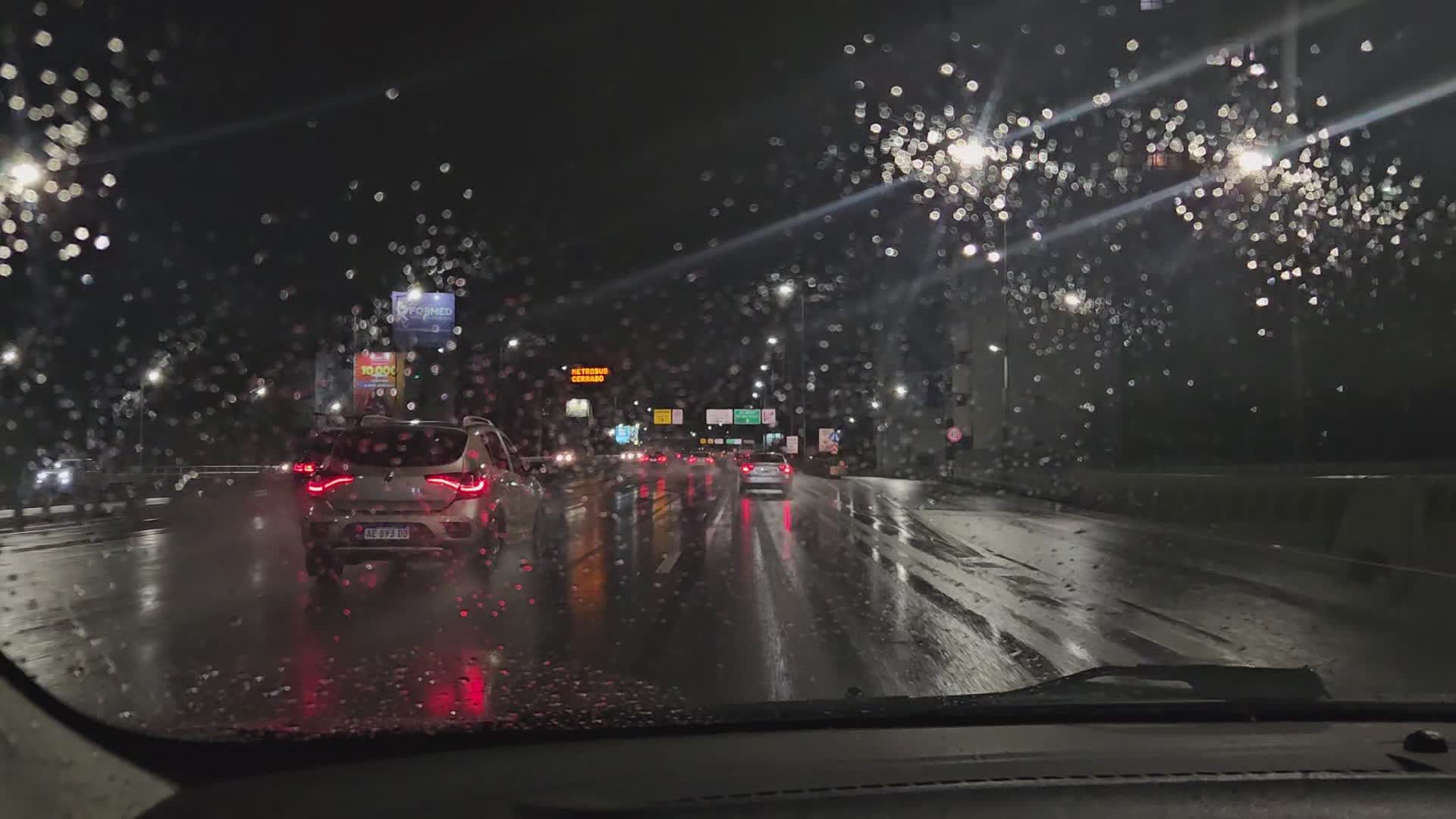 Night Highway Drive in Rain Through City Route Free Stock Video Footage ...