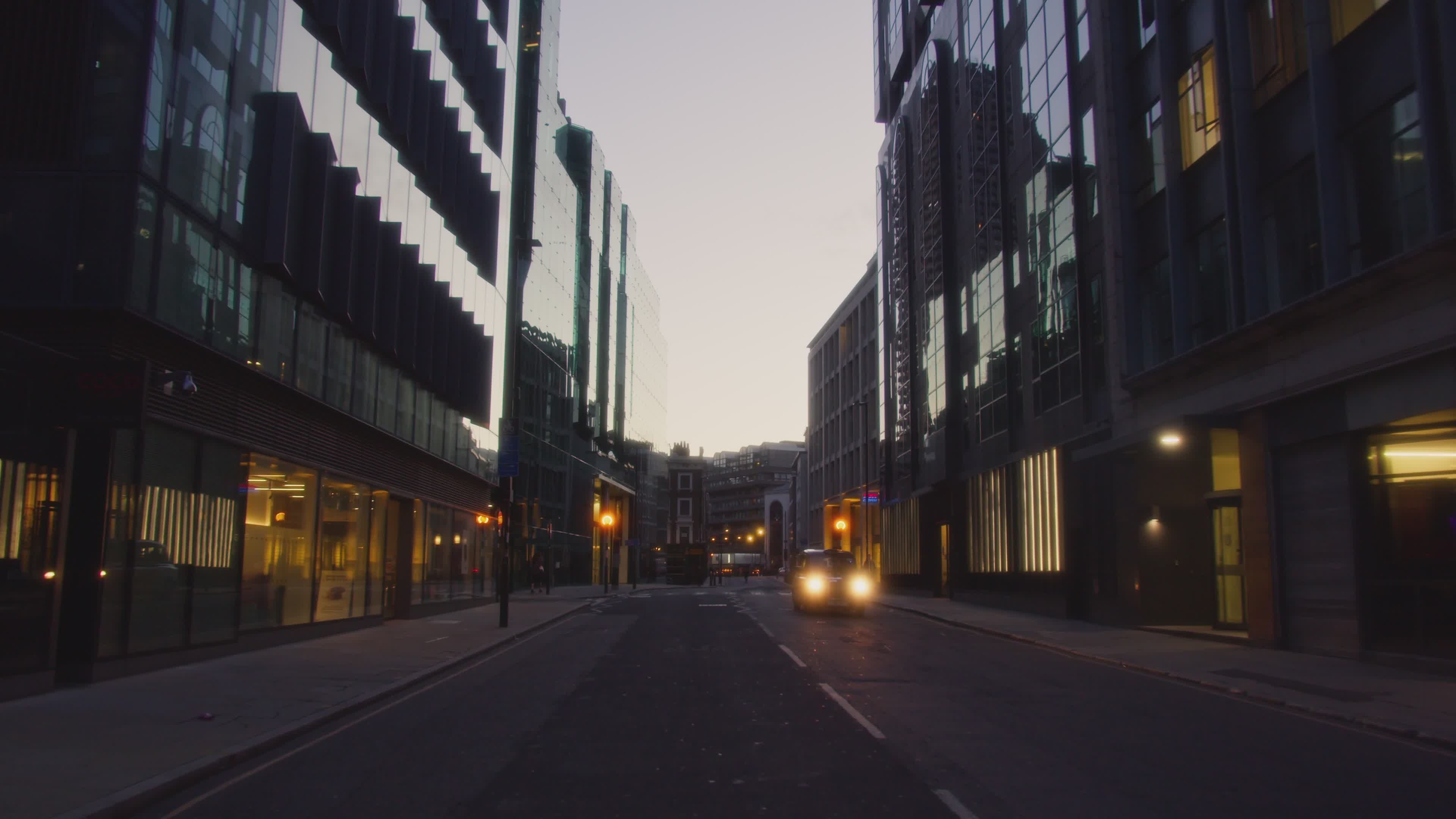 Twilight City Street with Modern Architecture Free Stock Video Footage ...