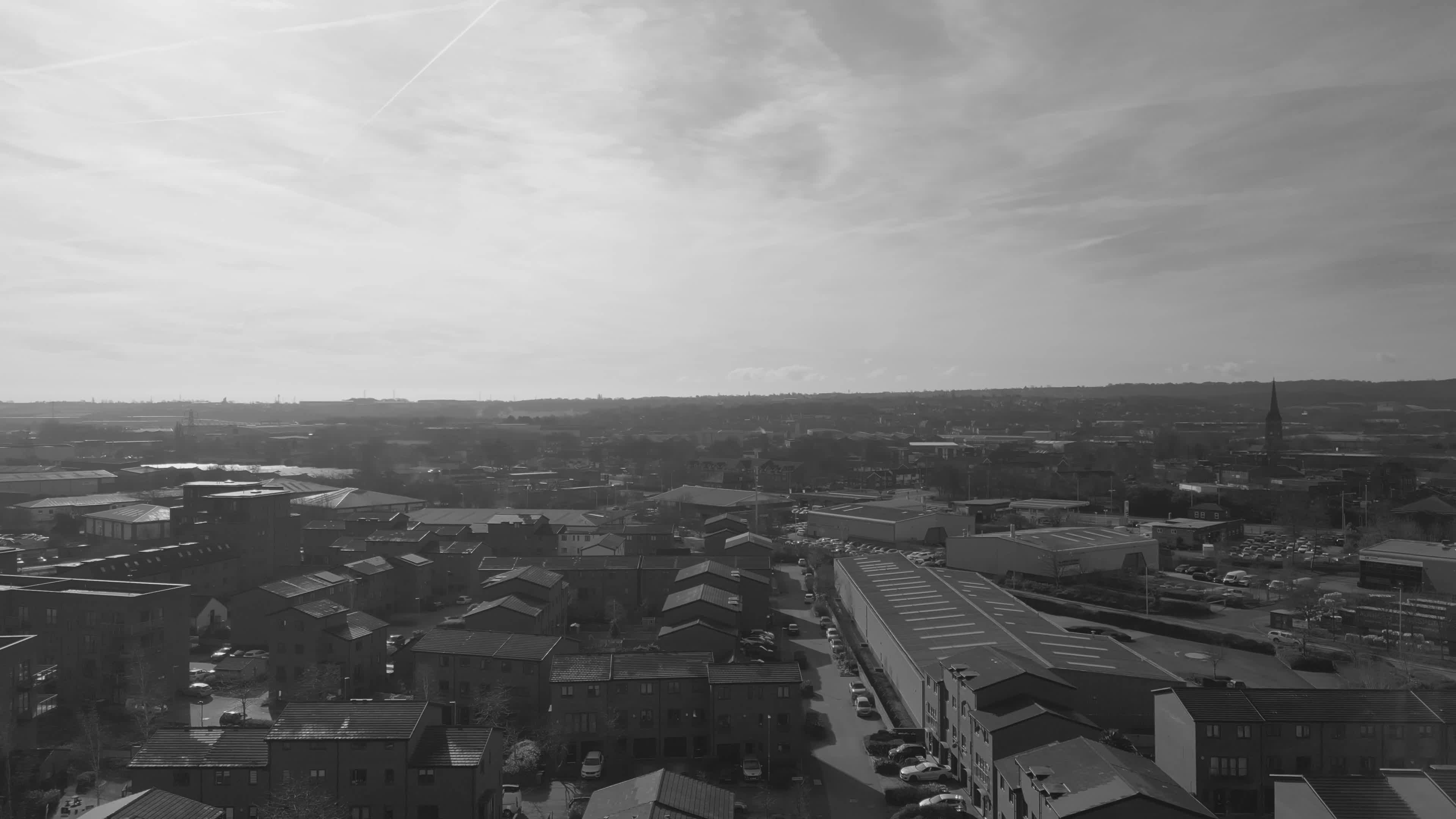 Aerial View of Industrial Cityscape in Black and White Free Stock Video ...