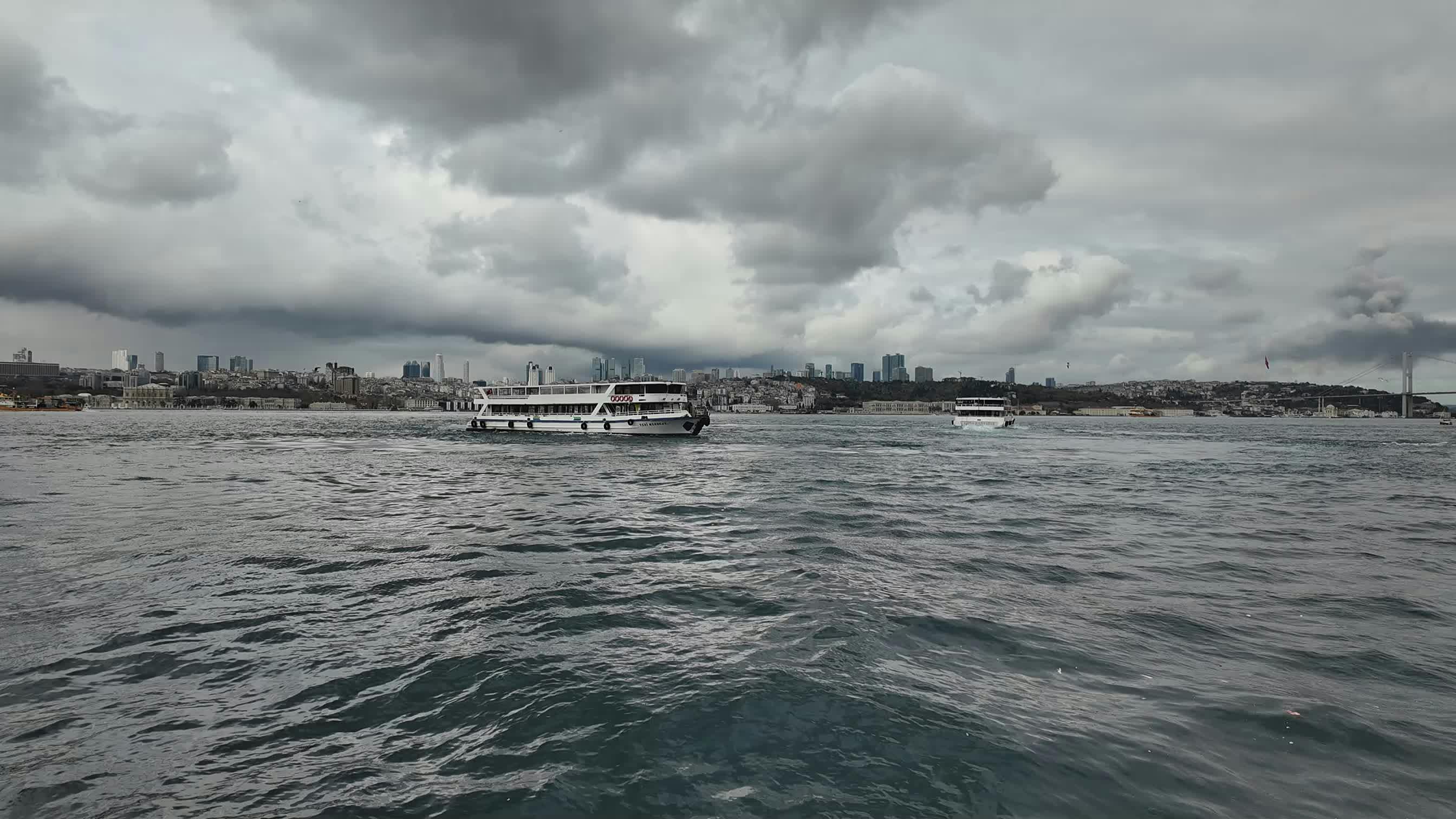 Scenic Bosphorus Boat Ride Under Istanbul Bridge Free Stock Video ...