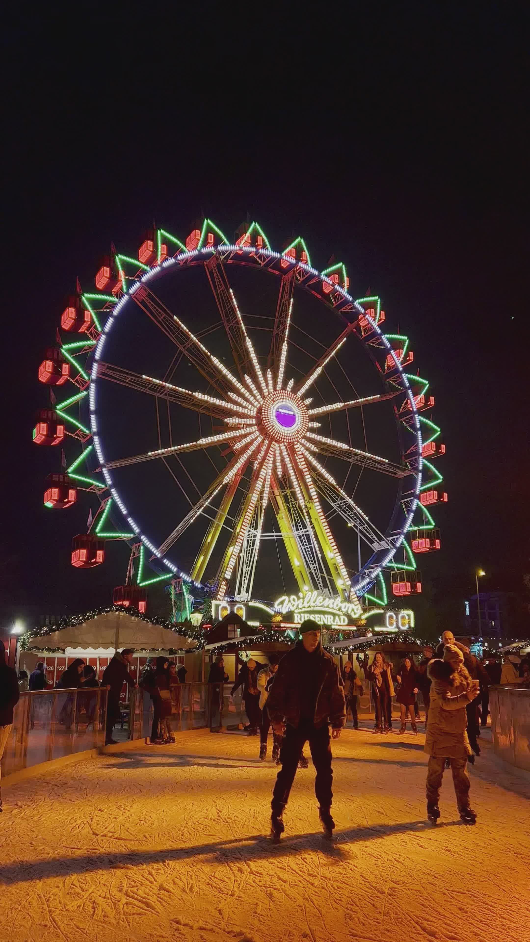 Nighttime Ferris Wheel at Winter Festival Free Stock Video Footage ...