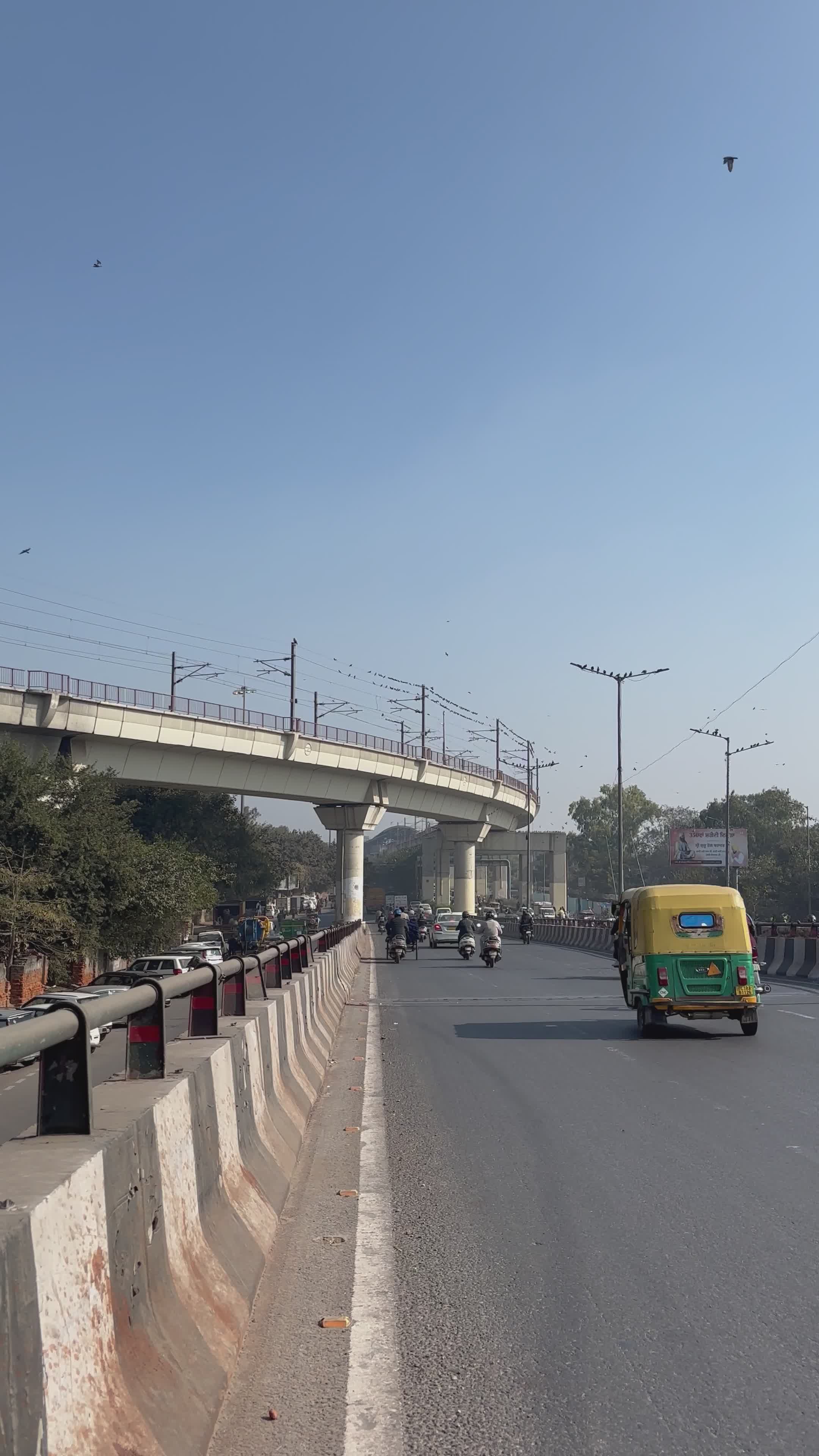 Urban Delhi Road Traffic and Flyover Scene Free Stock Video Footage ...