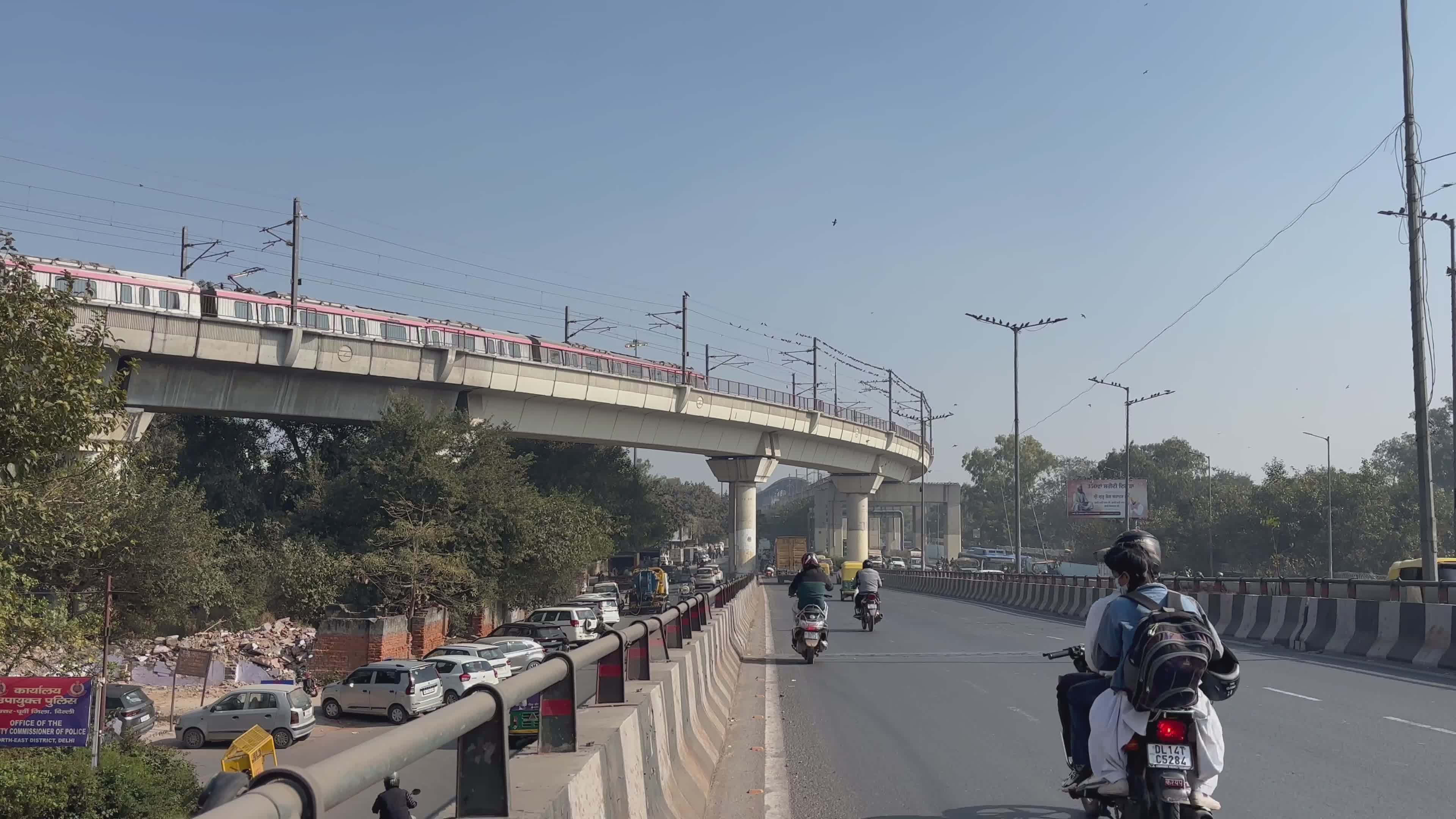 Delhi Flyover with Traffic and Metro Train Free Stock Video Footage ...