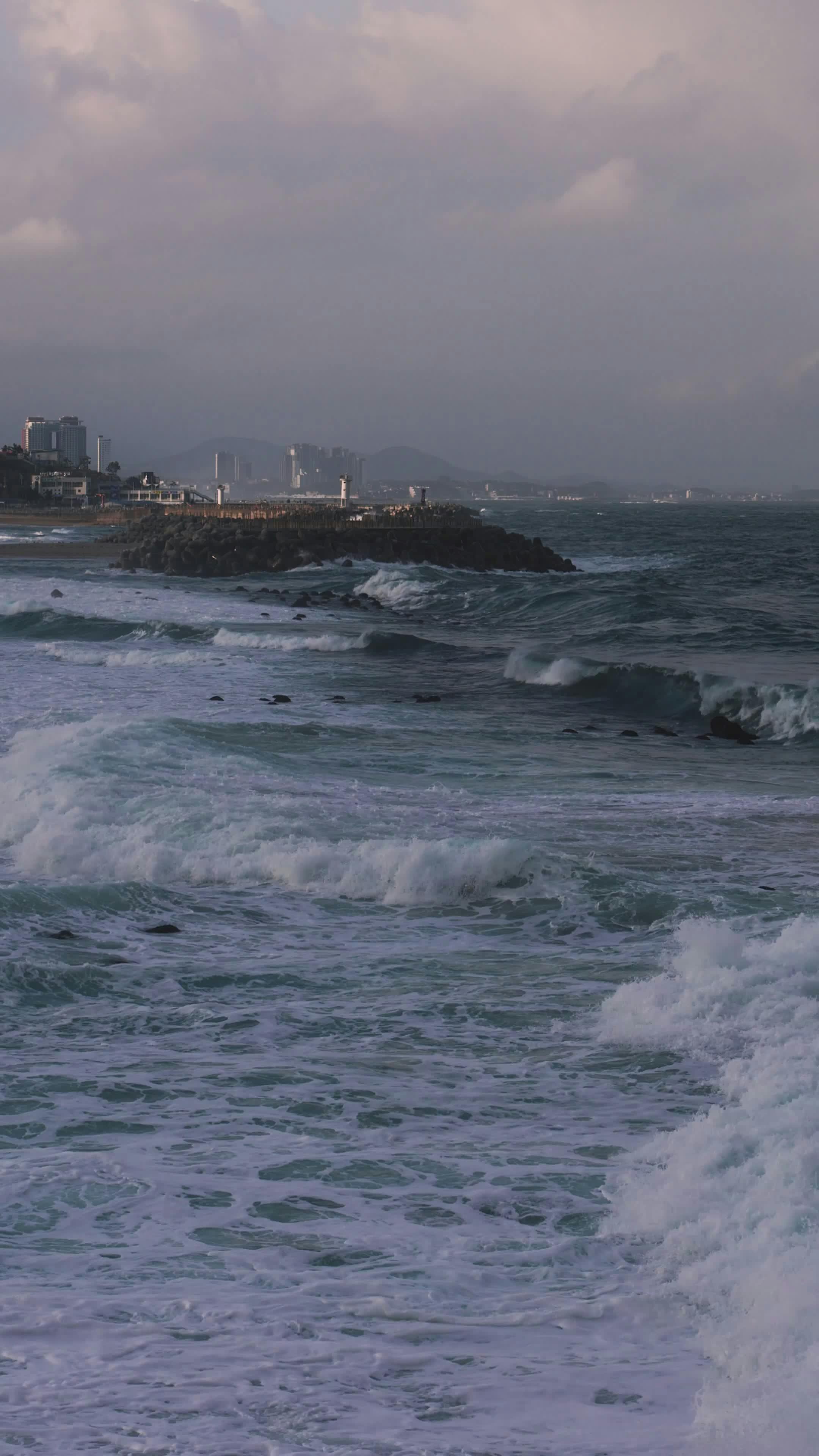 Dramatic Ocean Waves Crashing on Rocky Shoreline Free Stock Video ...