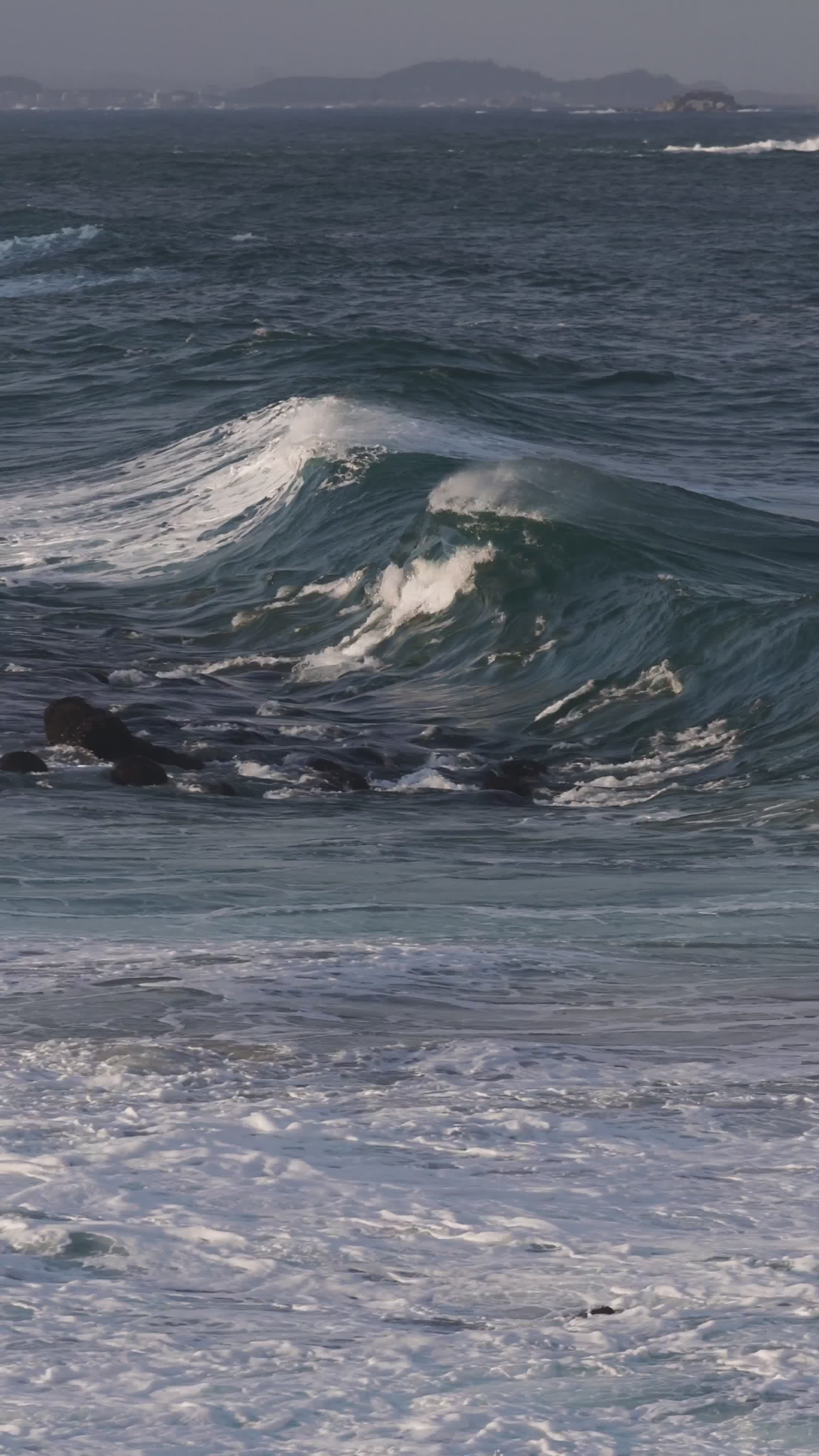 Dramatic Ocean Waves Crashing on Rocky Shoreline Free Stock Video ...
