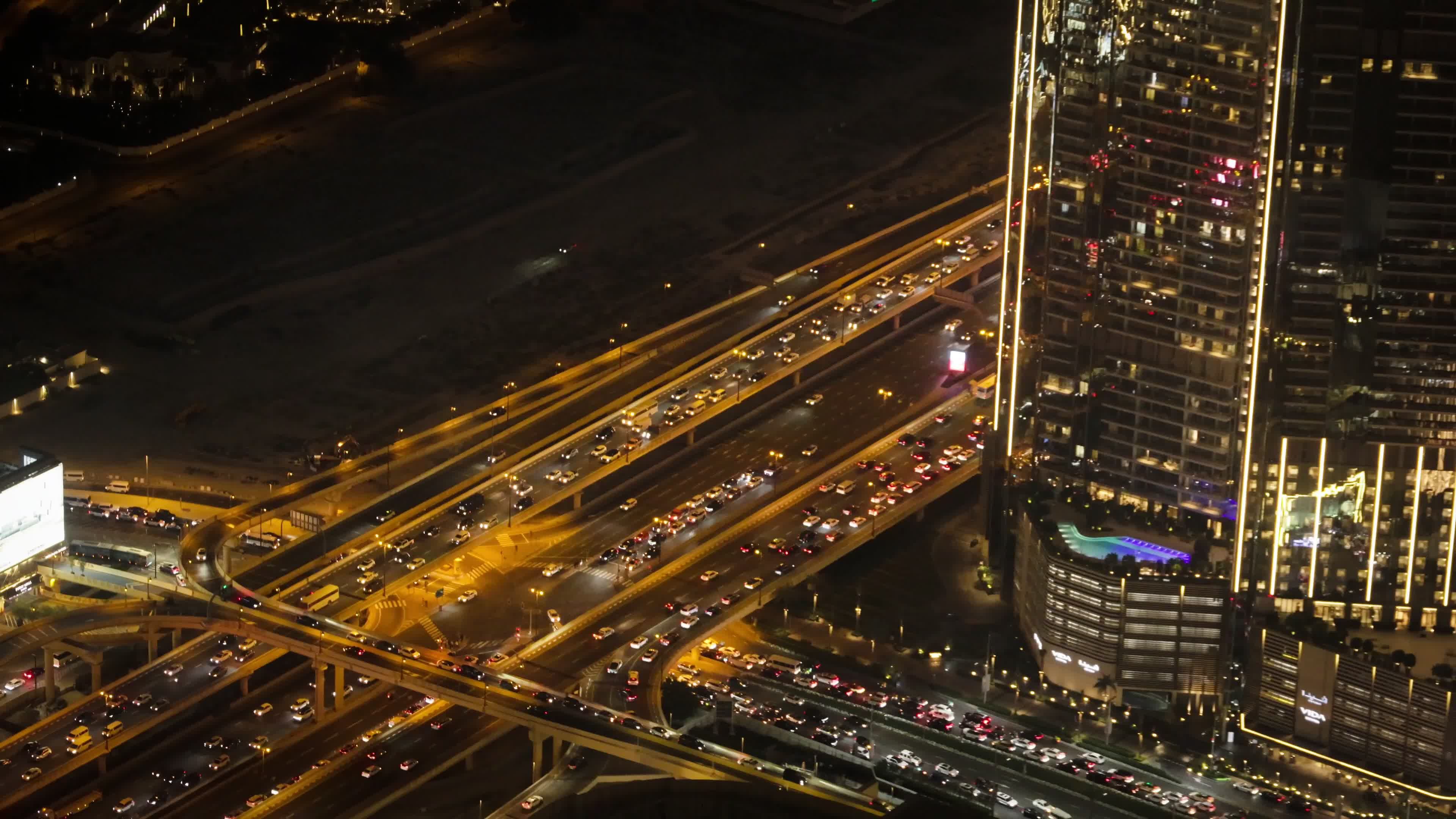 Vibrant Night Cityscape with Busy Traffic Free Stock Video Footage ...