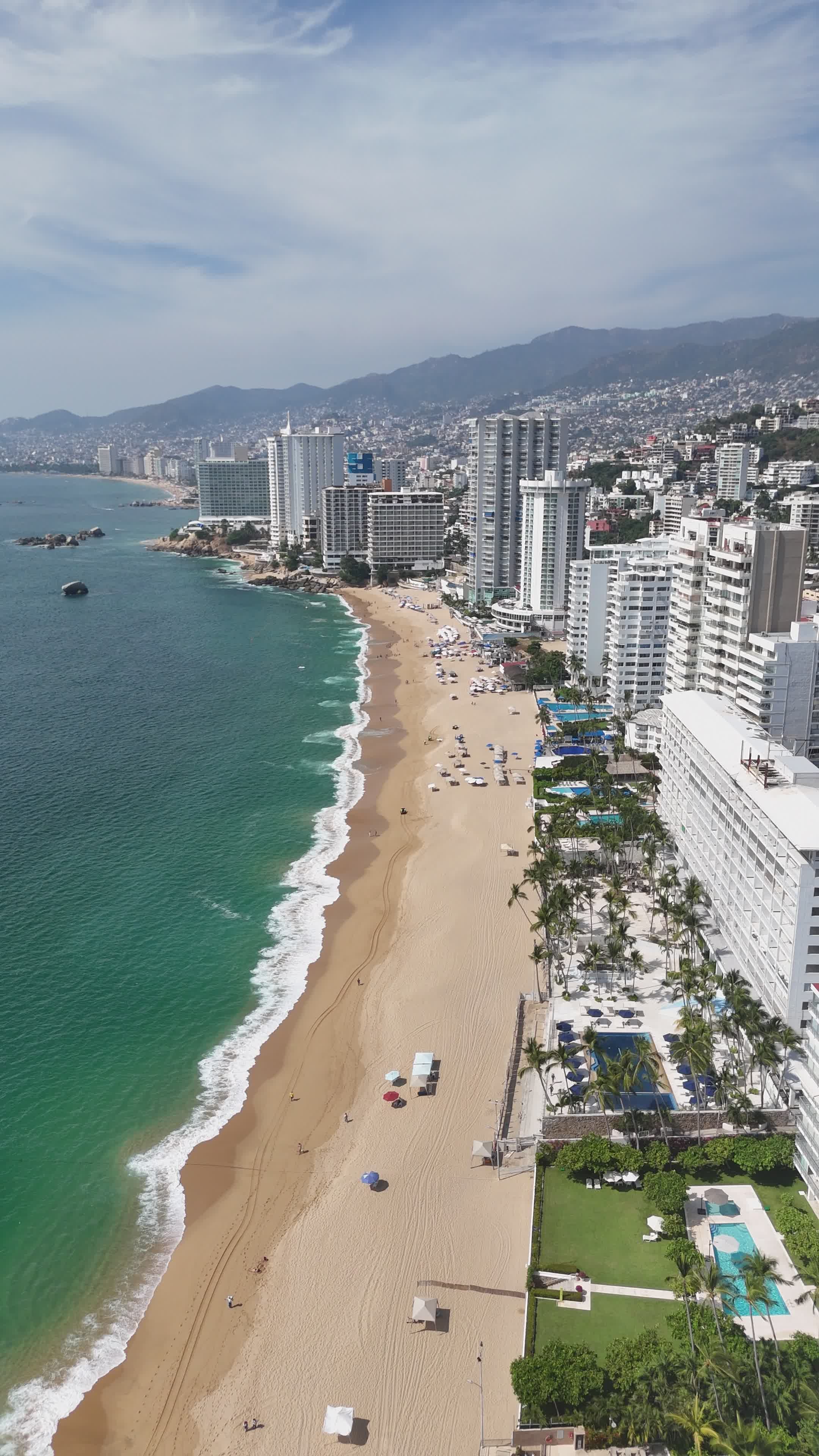 Aerial View of Acapulco Beachfront Skyline Free Stock Video Footage ...