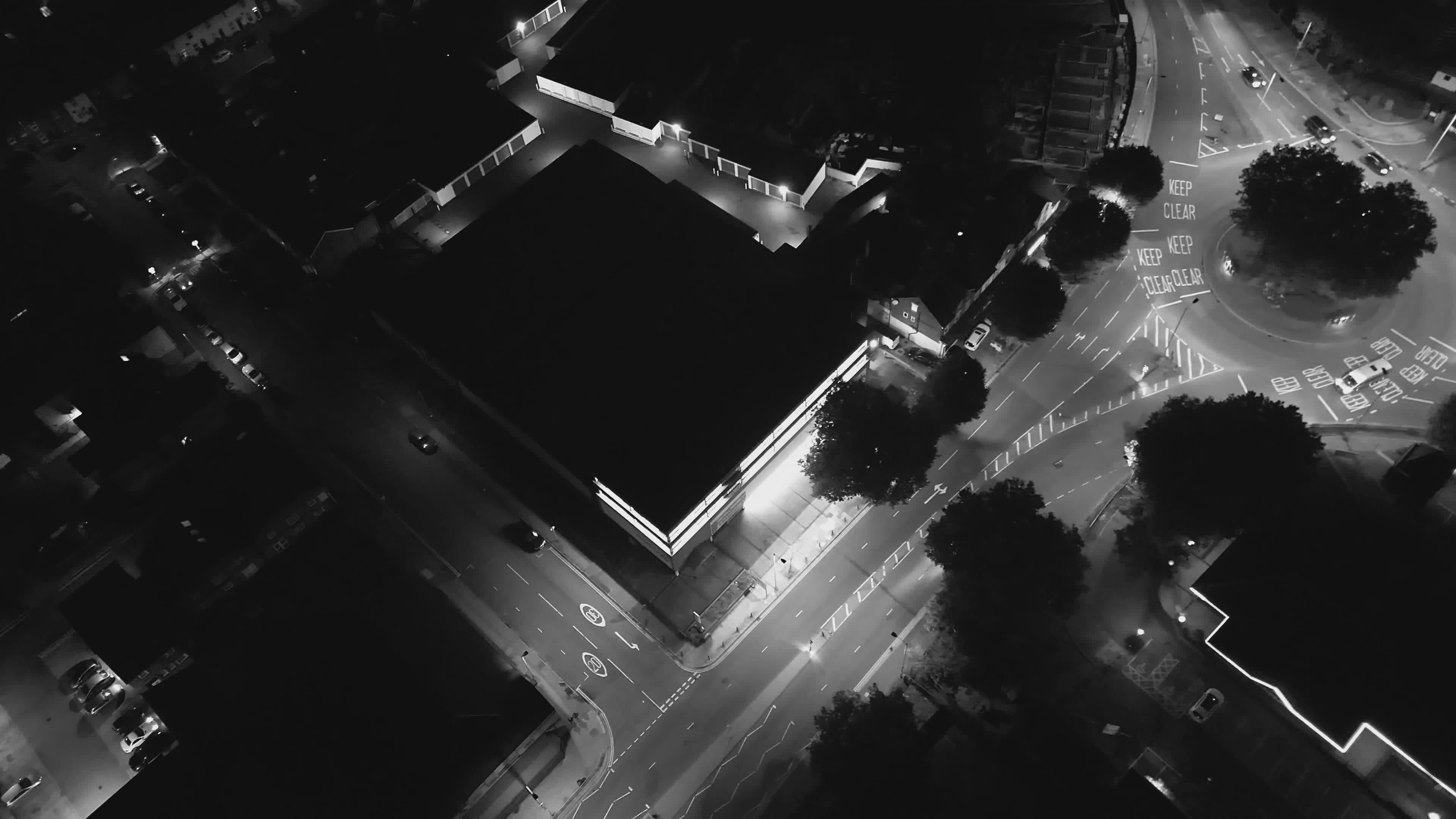 Aerial Night View of Urban Intersection Free Stock Video Footage ...