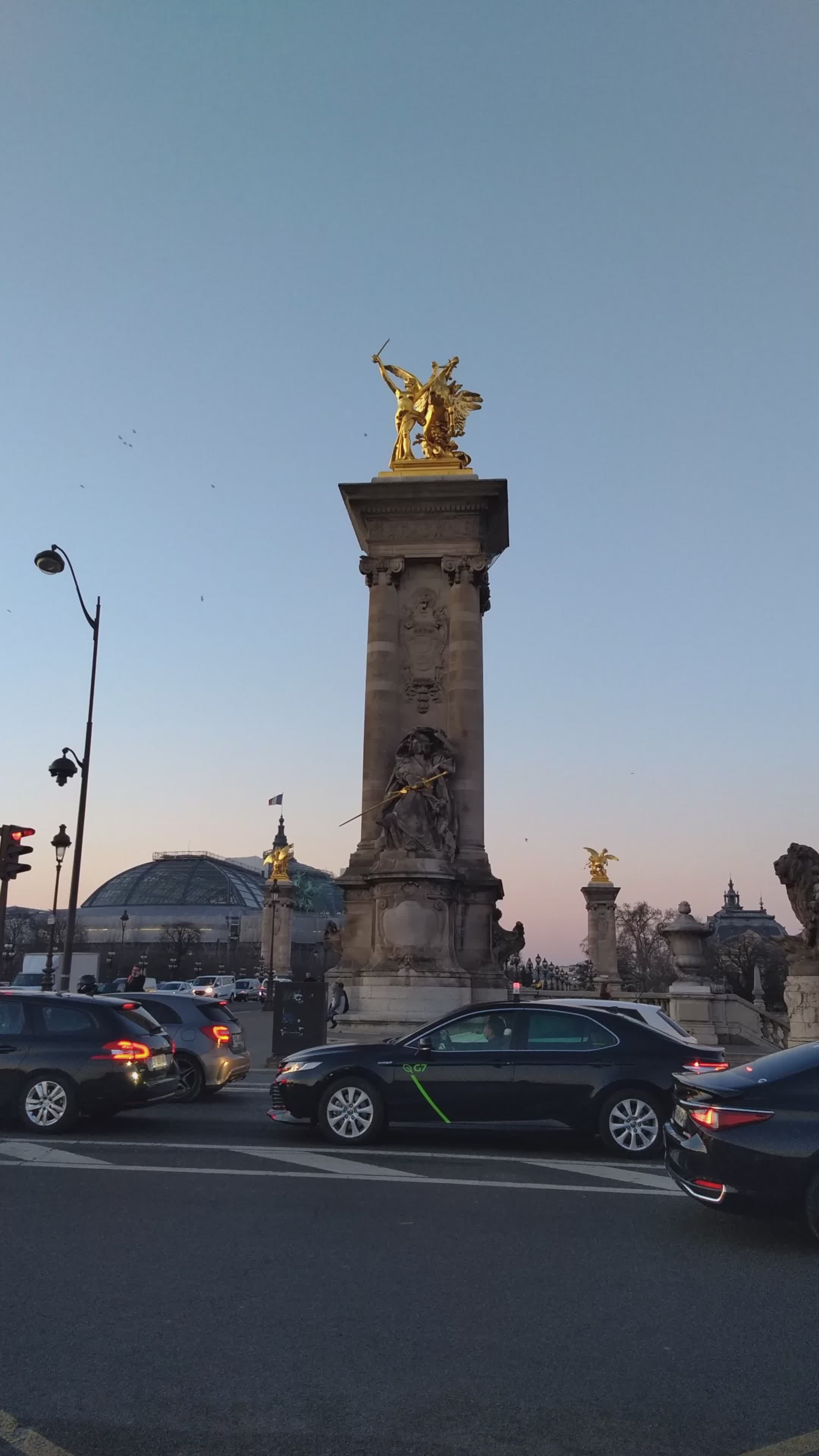 Paris Monument at Sunset with Eiffel Tower Backdrop Free Stock Video ...