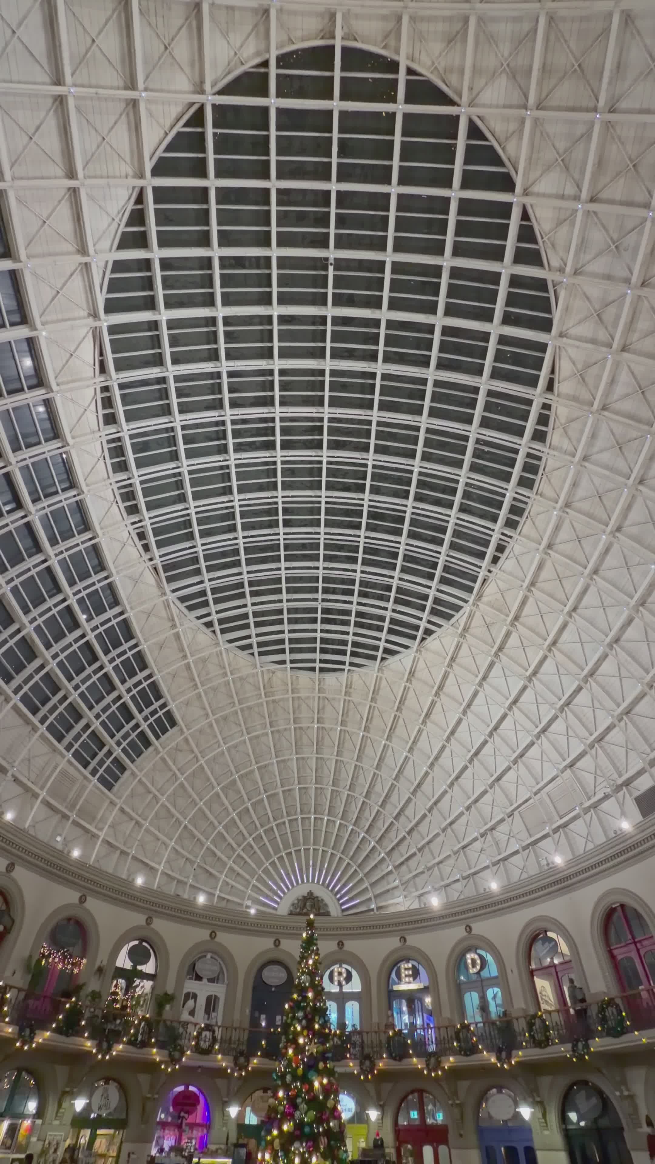 Festive Shopping Mall Atrium Decorated for Christmas Free Stock Video ...