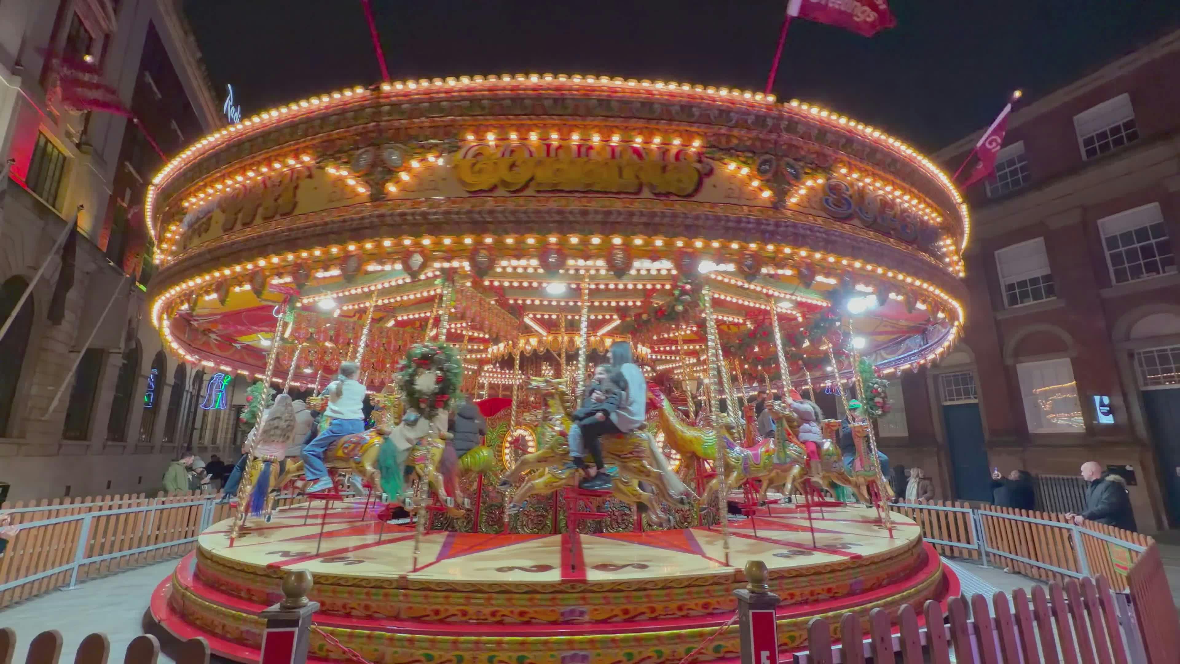 Vibrant Carousel at Night in Urban Setting Free Stock Video Footage ...
