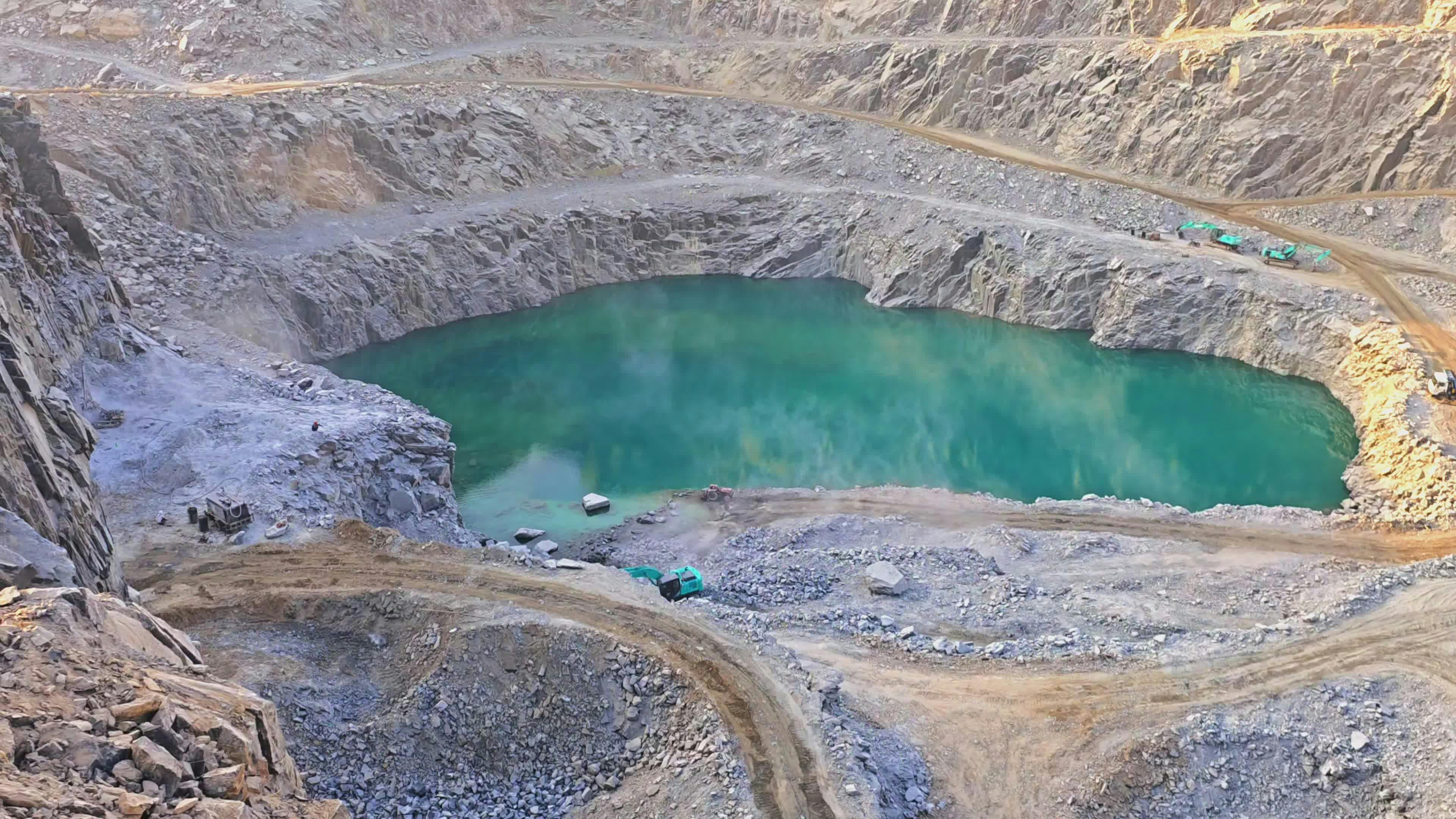 Stunning Aerial View of Abandoned Mine Lake Free Stock Video Footage ...