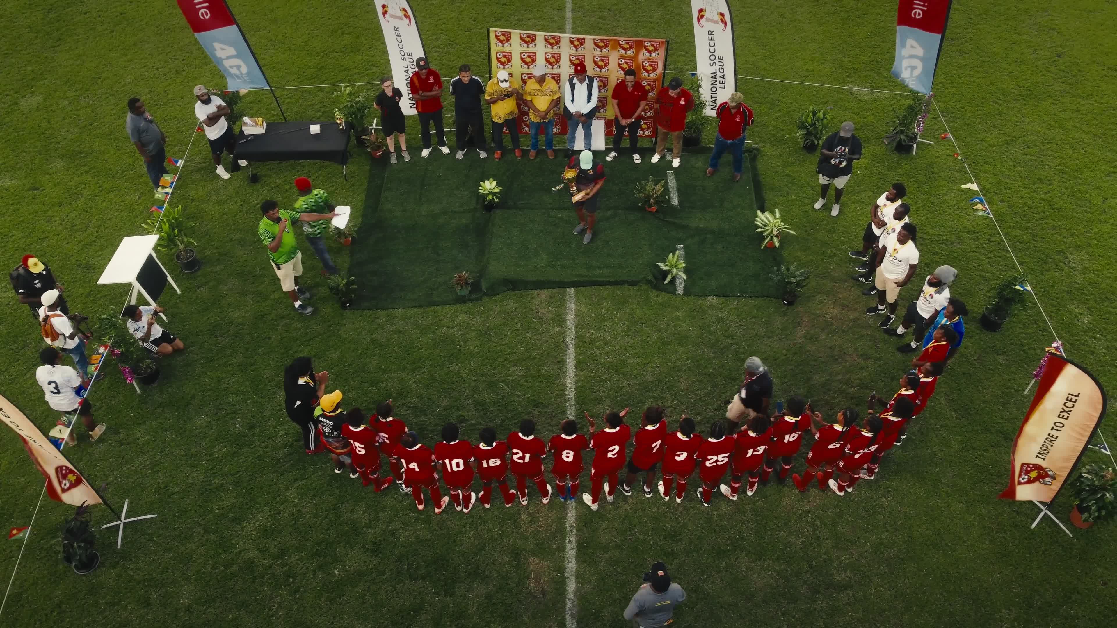 Women's Soccer Team Trophy Ceremony Aerial View Free Stock Video ...