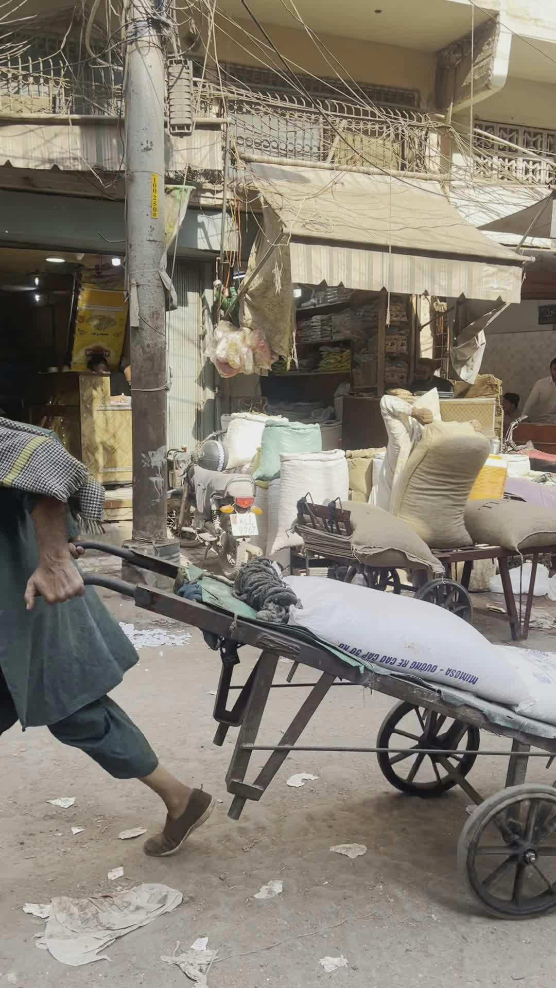 Bustling Bazar Street with Vendors and Shoppers Free Stock Video ...