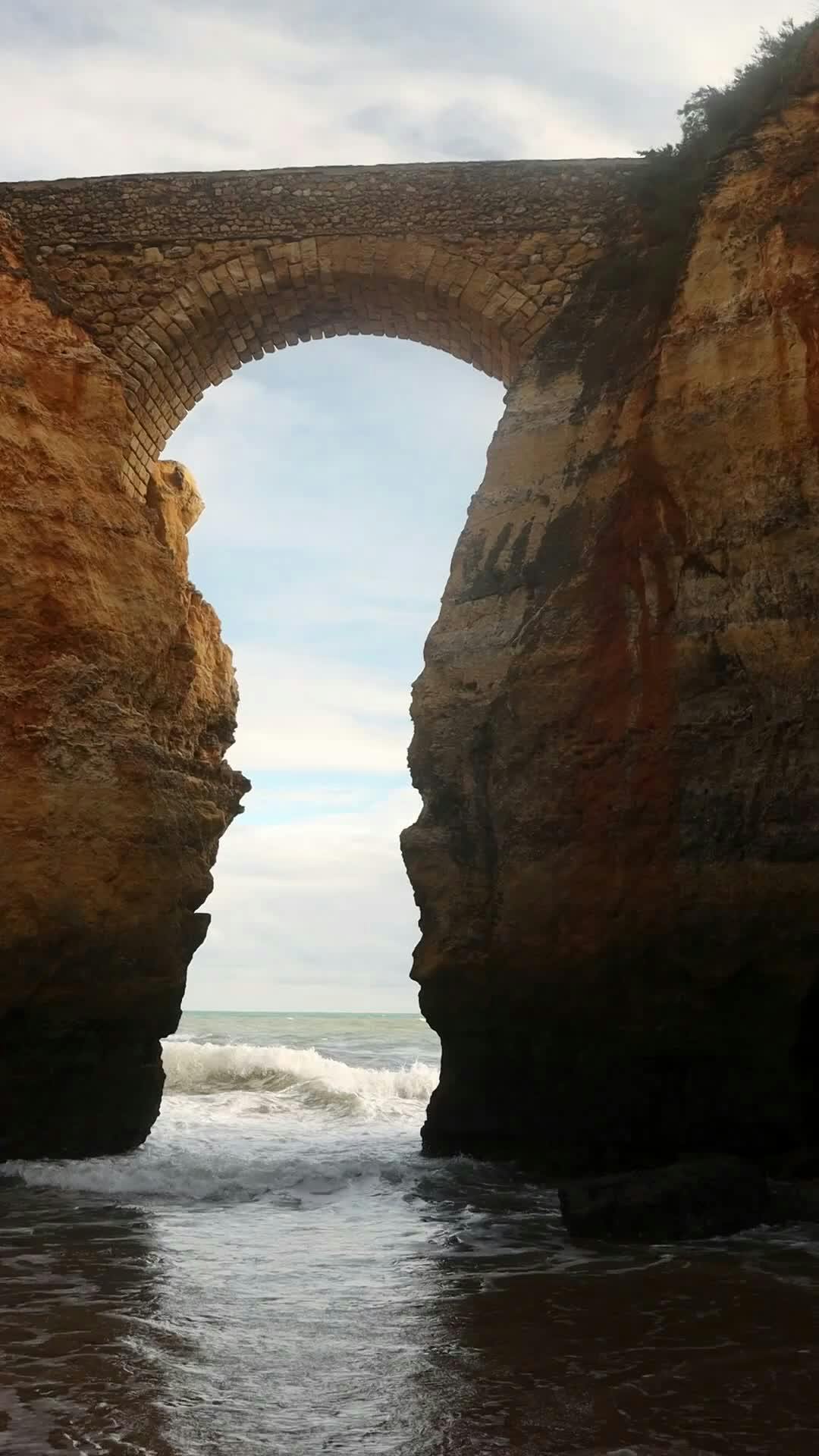 Scenic Arched Bridge on Portugal Beach Free Stock Video Footage ...