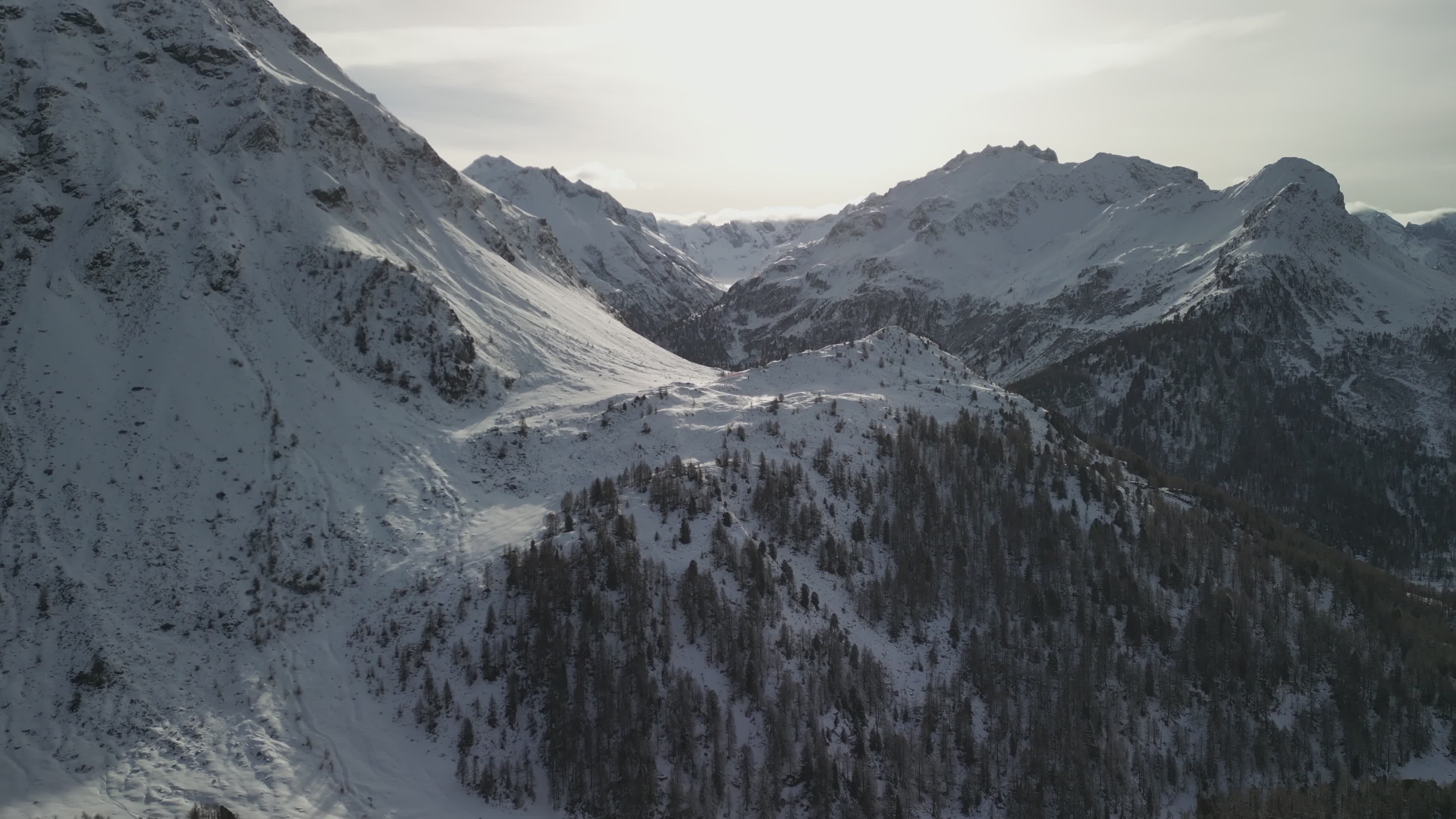 Stunning Aerial View of Snowy Alpine Peaks Free Stock Video Footage ...