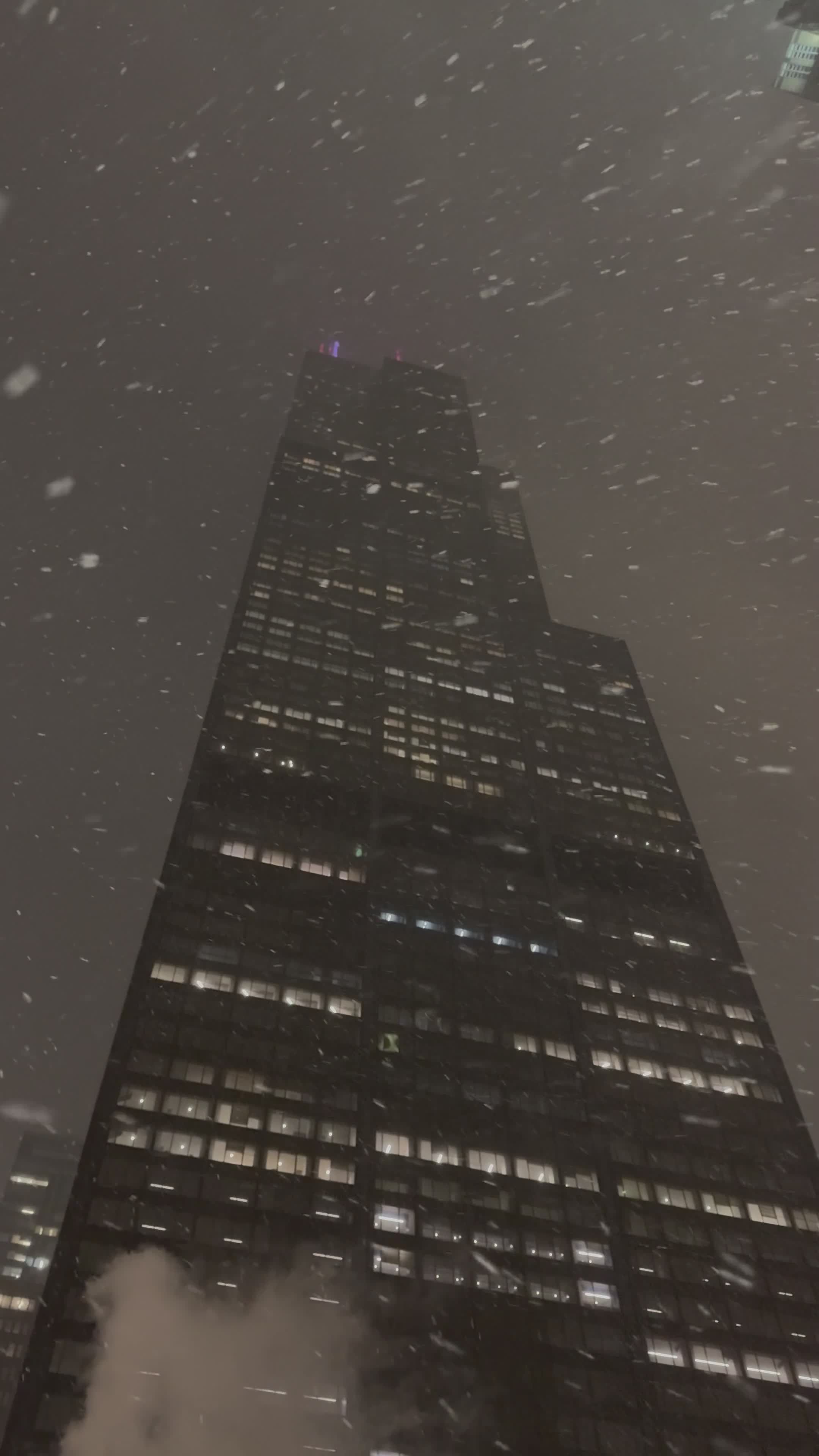 Snowy Night Skyline with Tall Building View Free Stock Video Footage ...