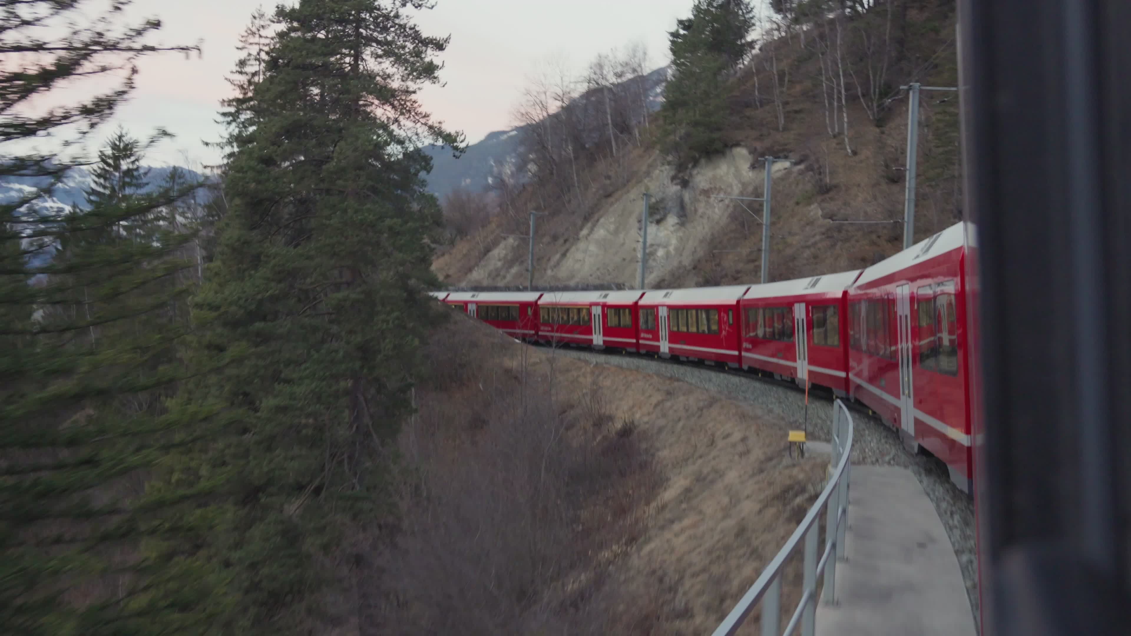 Scenic Alpine Train Journey in Winter Free Stock Video Footage, Royalty ...