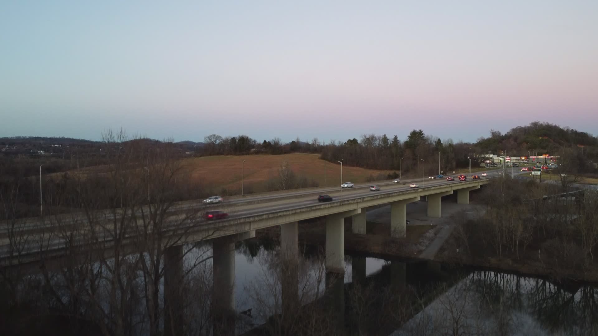 Aerial View of Tennessee Bridge at Twilight Free Stock Video Footage ...