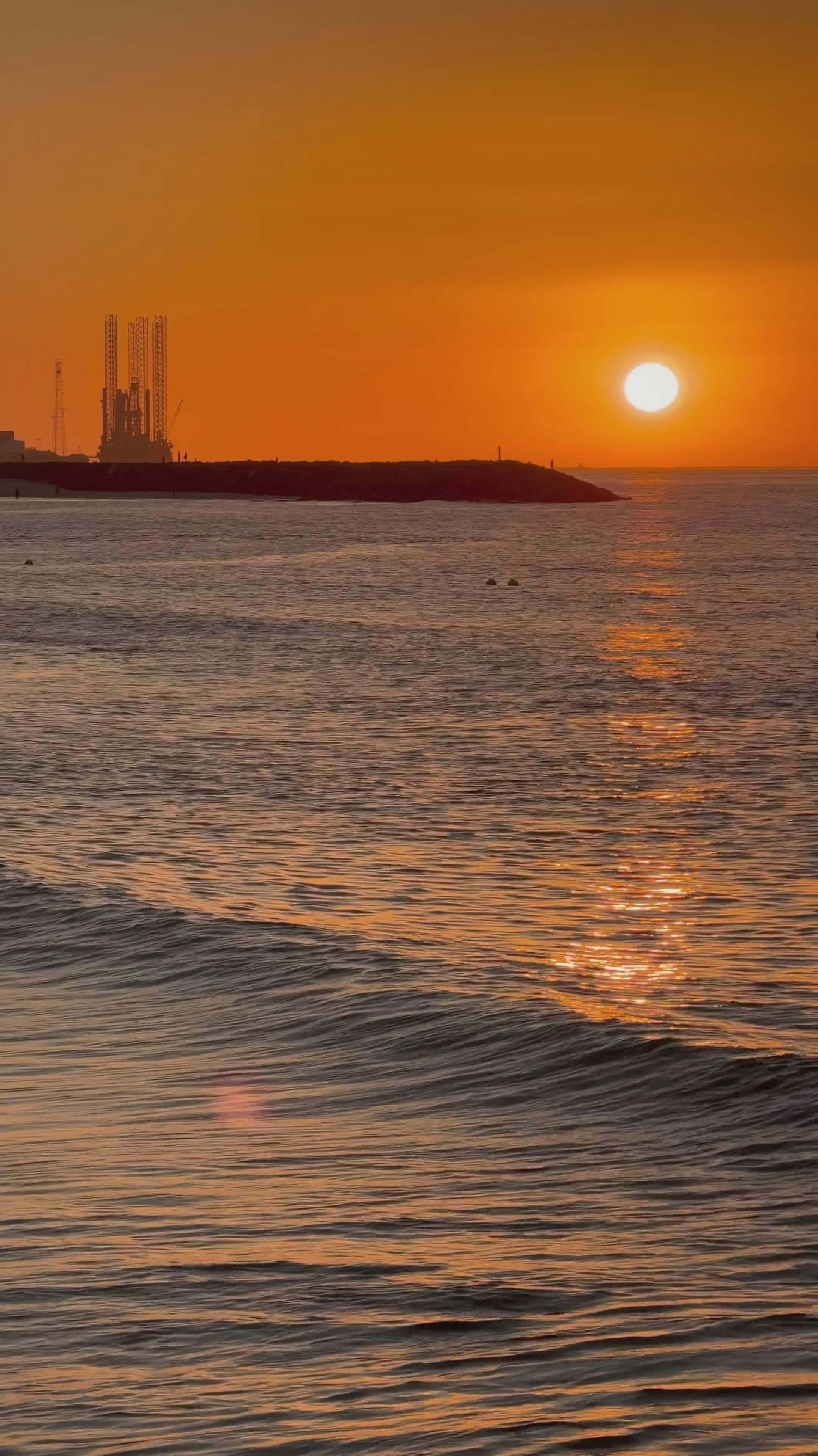 Serene Sunset Over Ocean Waves at Pier Free Stock Video Footage ...