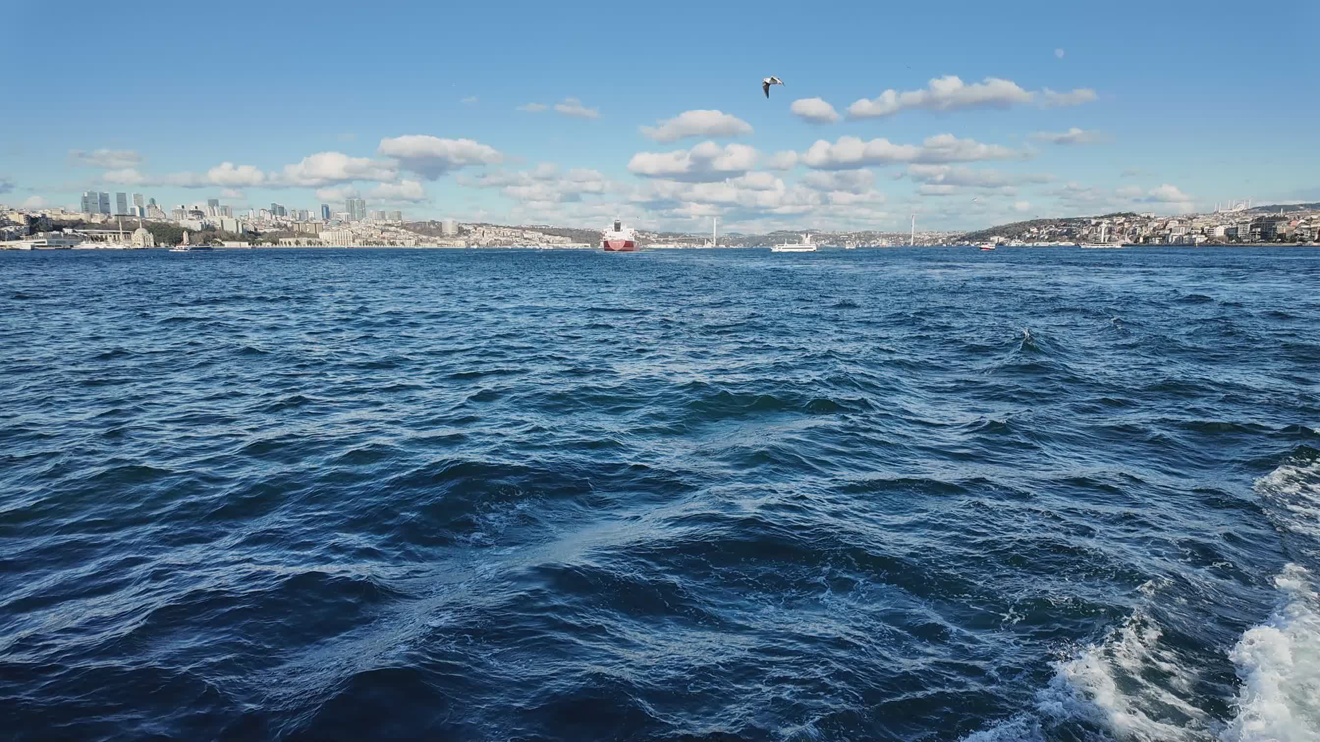Scenic Bosphorus View with City Skyline Free Stock Video Footage ...