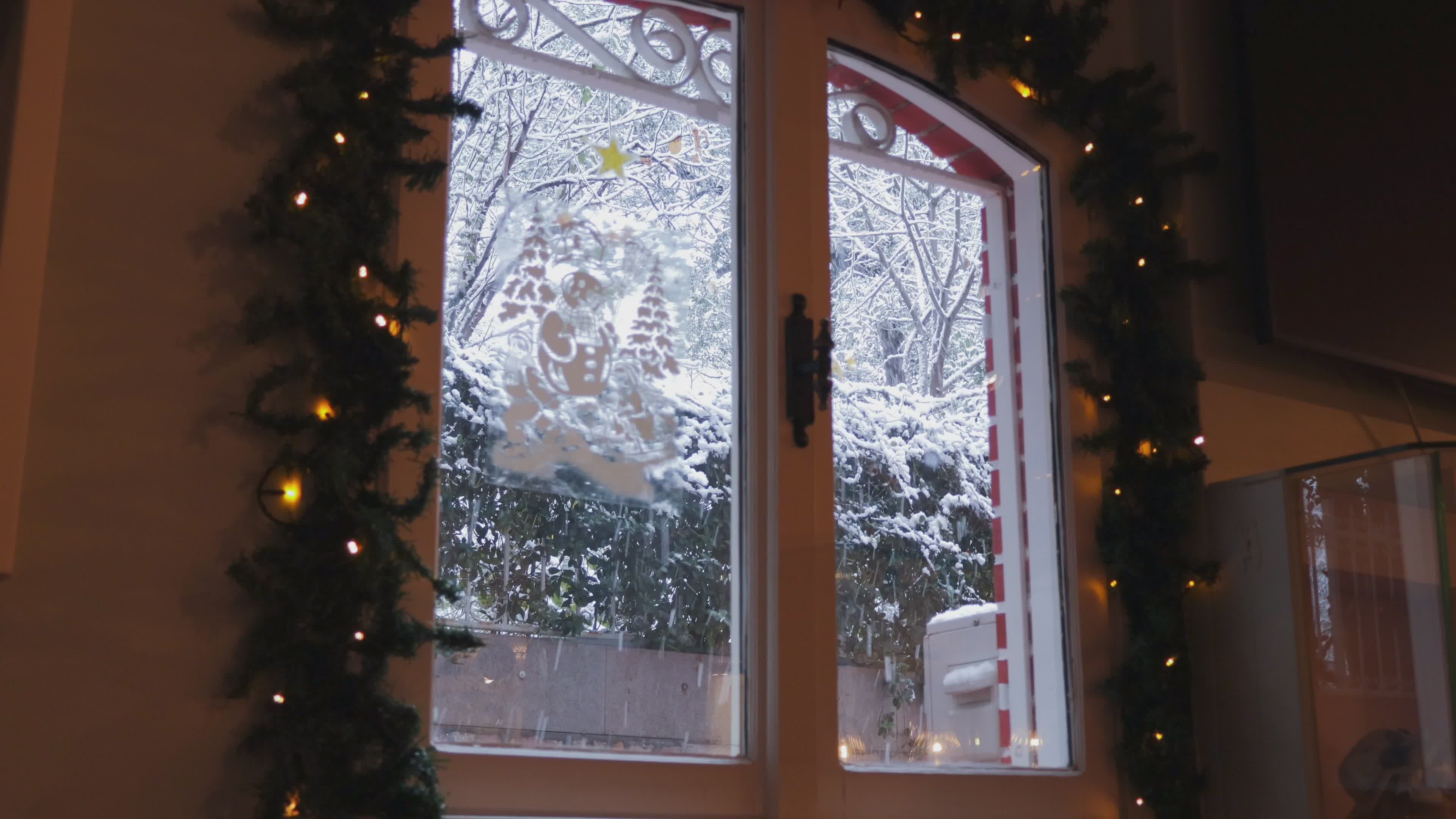 Santa Claus Sneaking In A House With A Christmas Present Free Stock ...