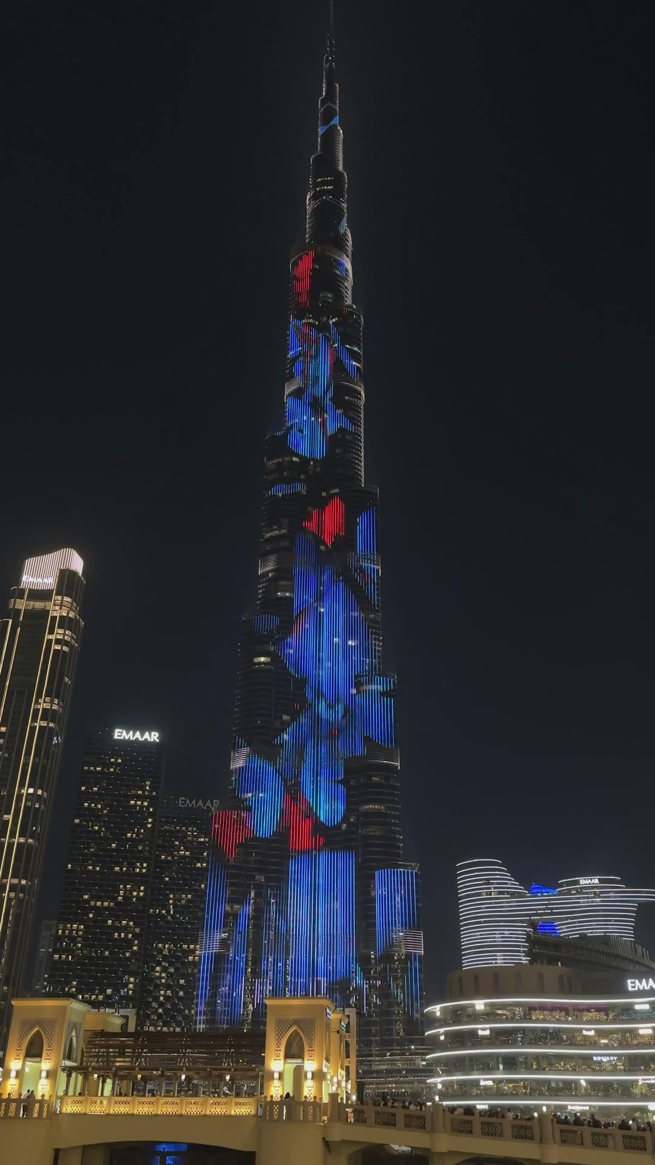 Burj Khalifa Night Light Display Spectacle Free Stock Video Footage ...