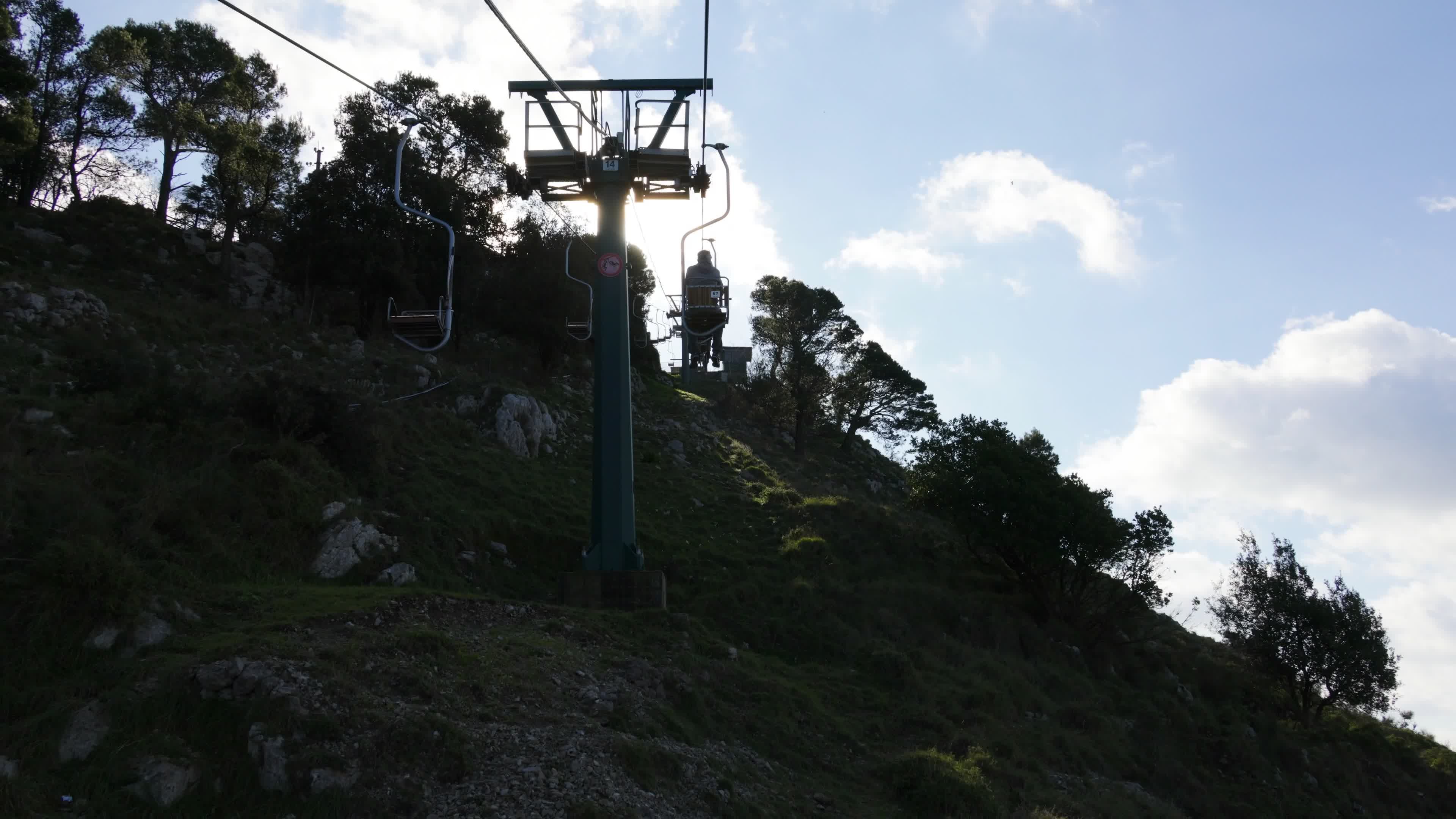 Scenic Chair Lift Ride Over Mediterranean Hills Free Stock Video ...