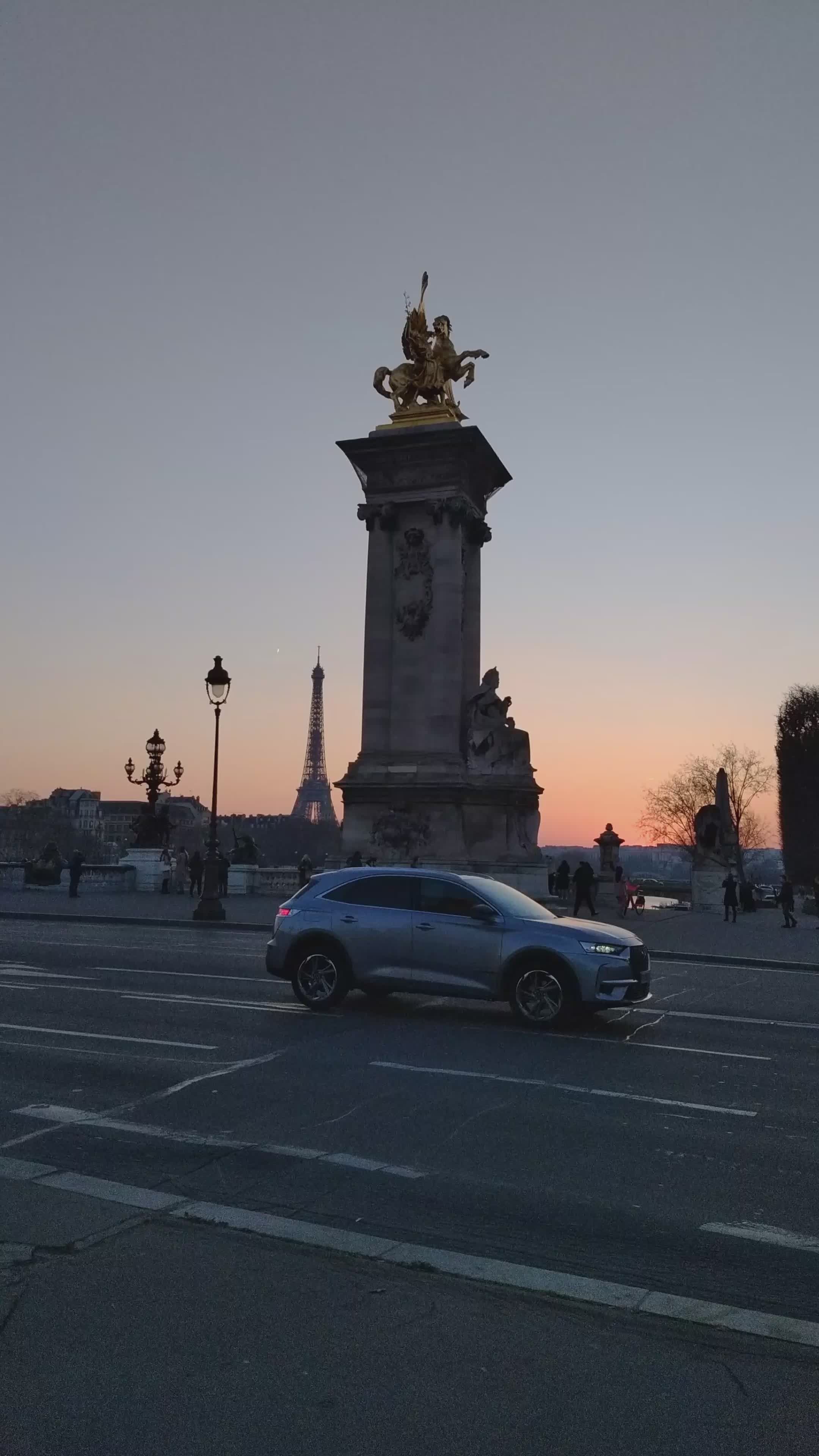 Paris Monument at Sunset with Eiffel Tower Backdrop Free Stock Video ...