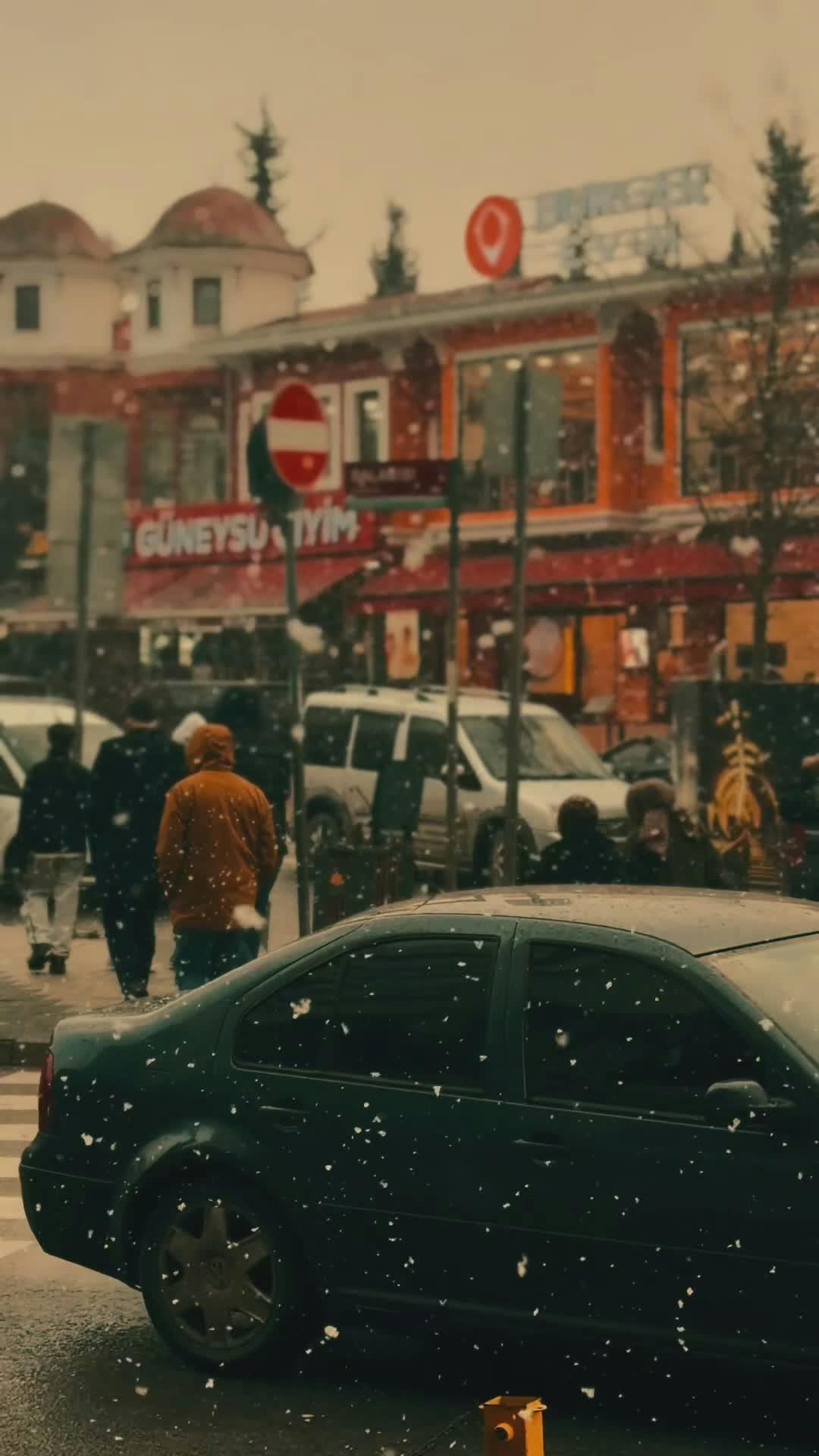 Busy Urban Street Scene in Winter Snowfall Free Stock Video Footage ...