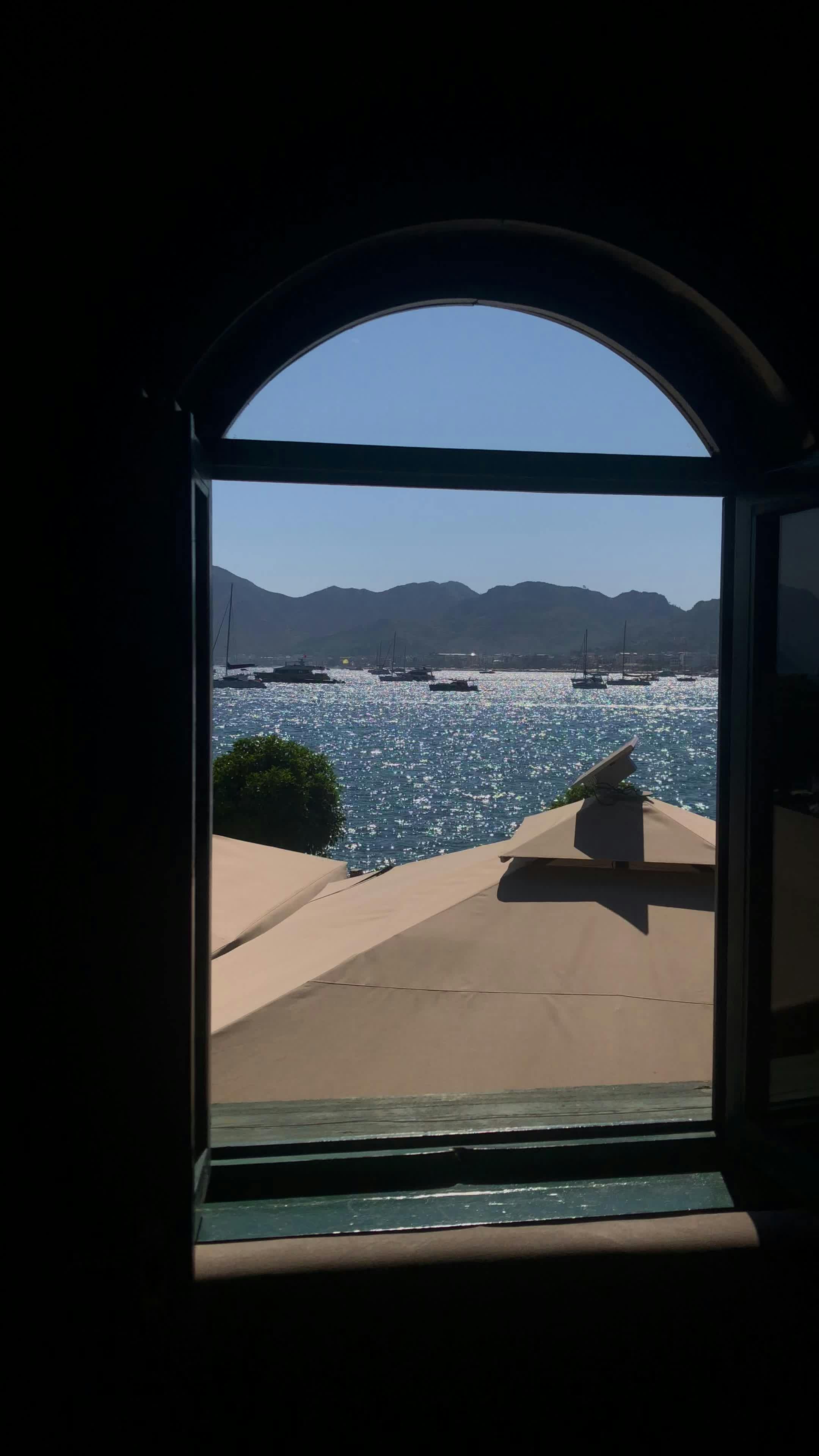 Mediterranean View through Arched Window Free Stock Video Footage ...
