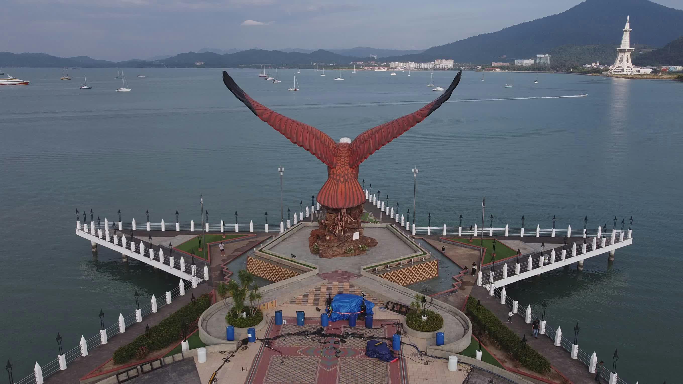 Majestic Eagle Statue Overlooking Langkawi Bay Free Stock Video Footage ...