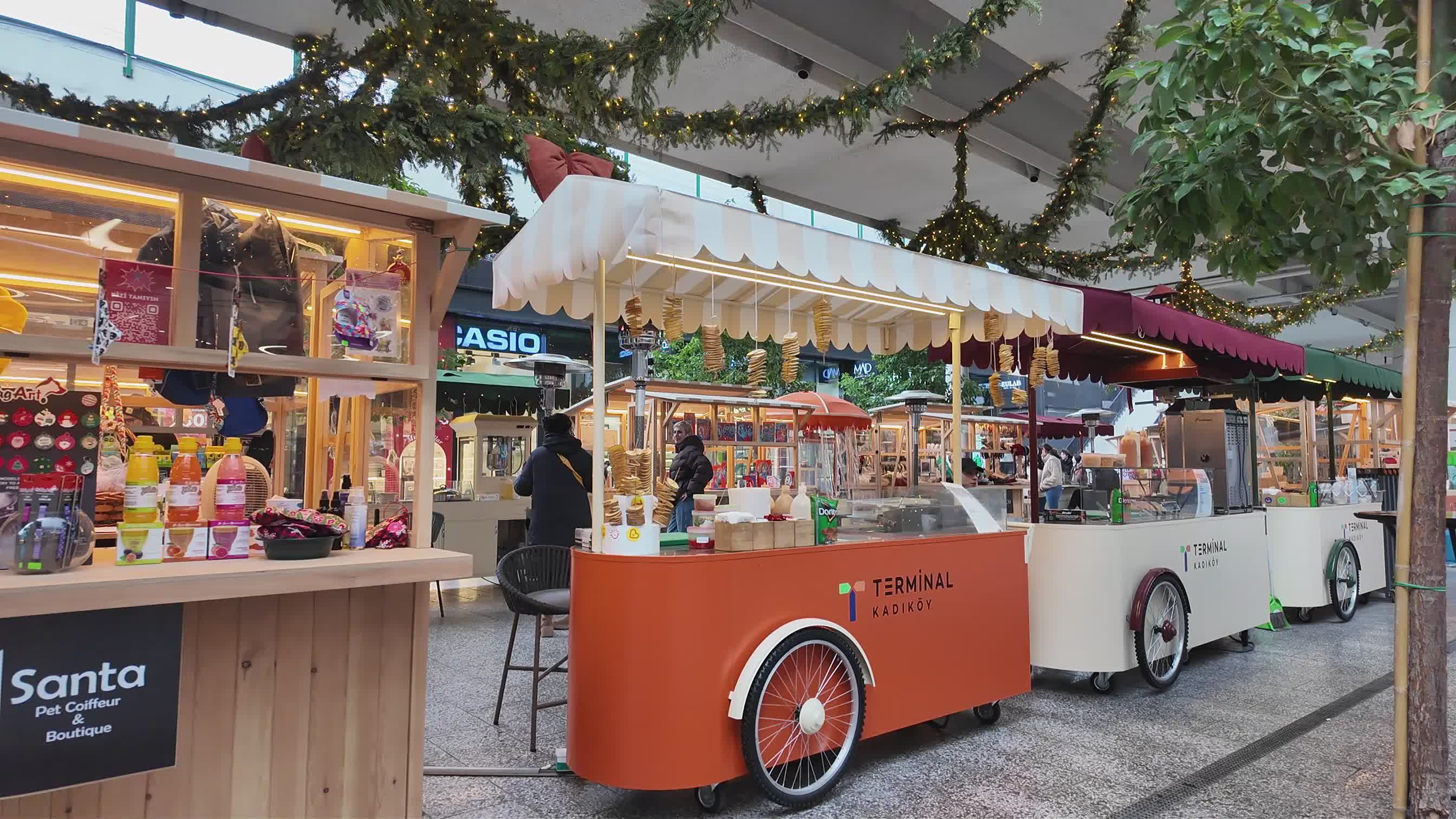 Festive Market Stalls in a Modern Mall Free Stock Video Footage ...