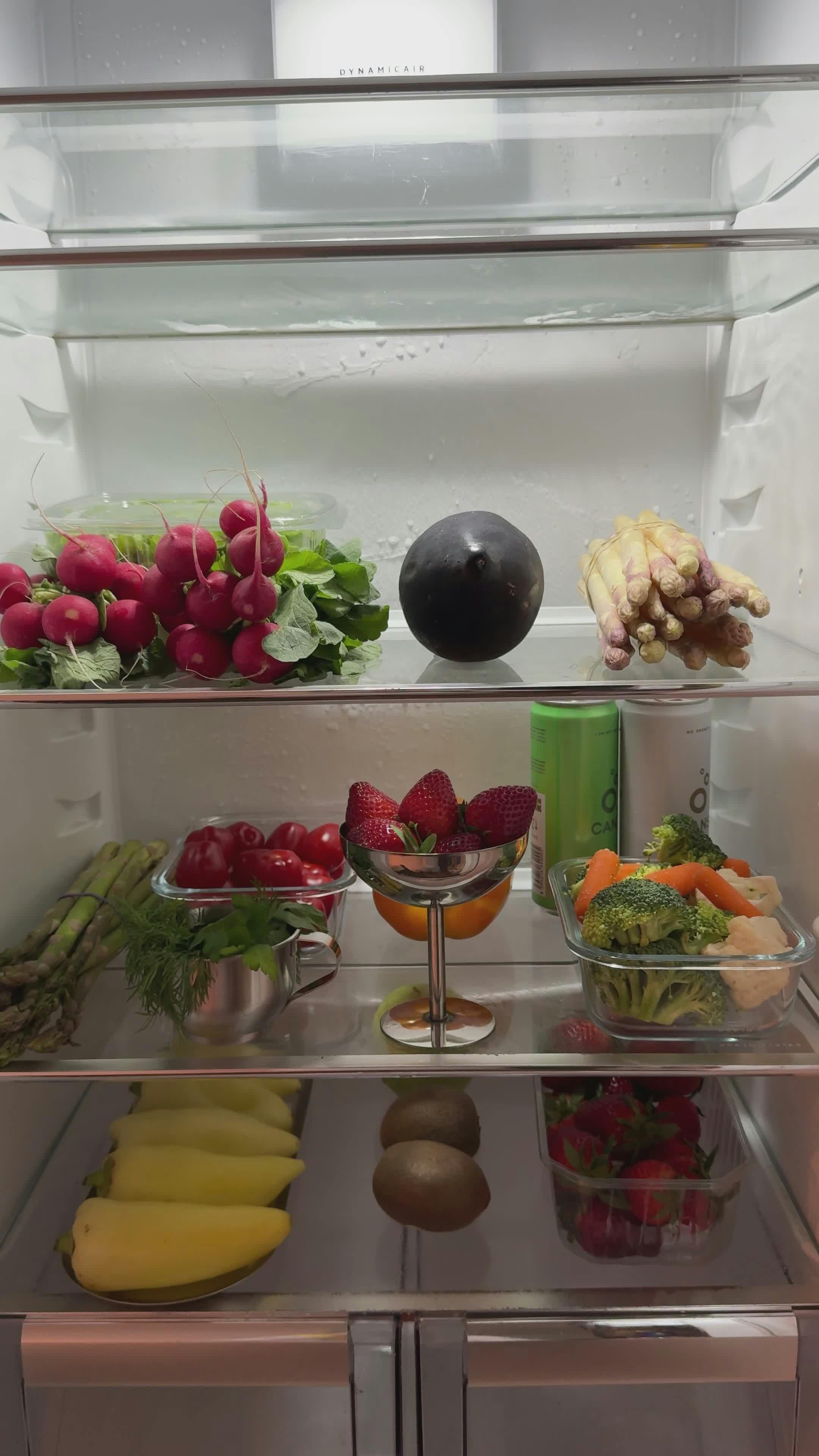Organized Fridge with Fresh Vegetables and Fruits Free Stock Video ...