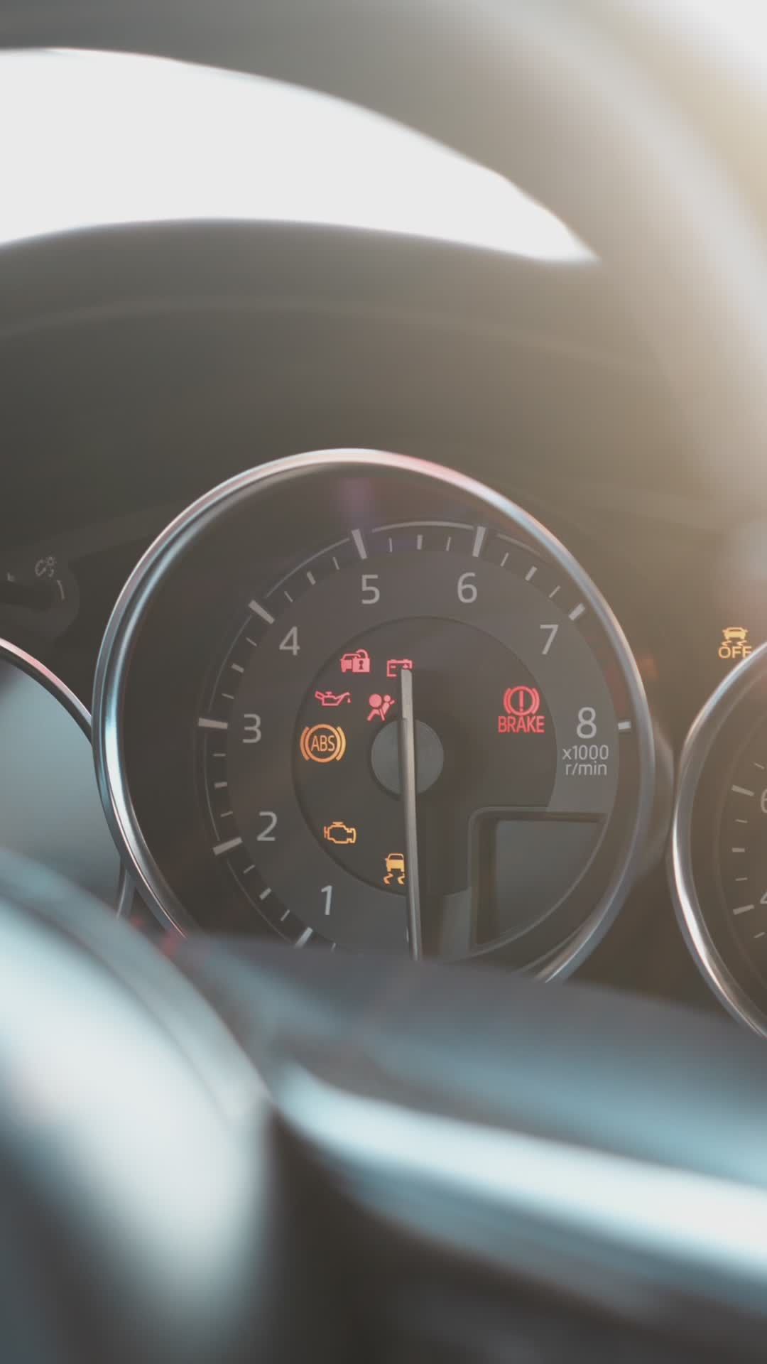 Close-Up of Speedometer with Illuminated Icons Free Stock Video Footage ...