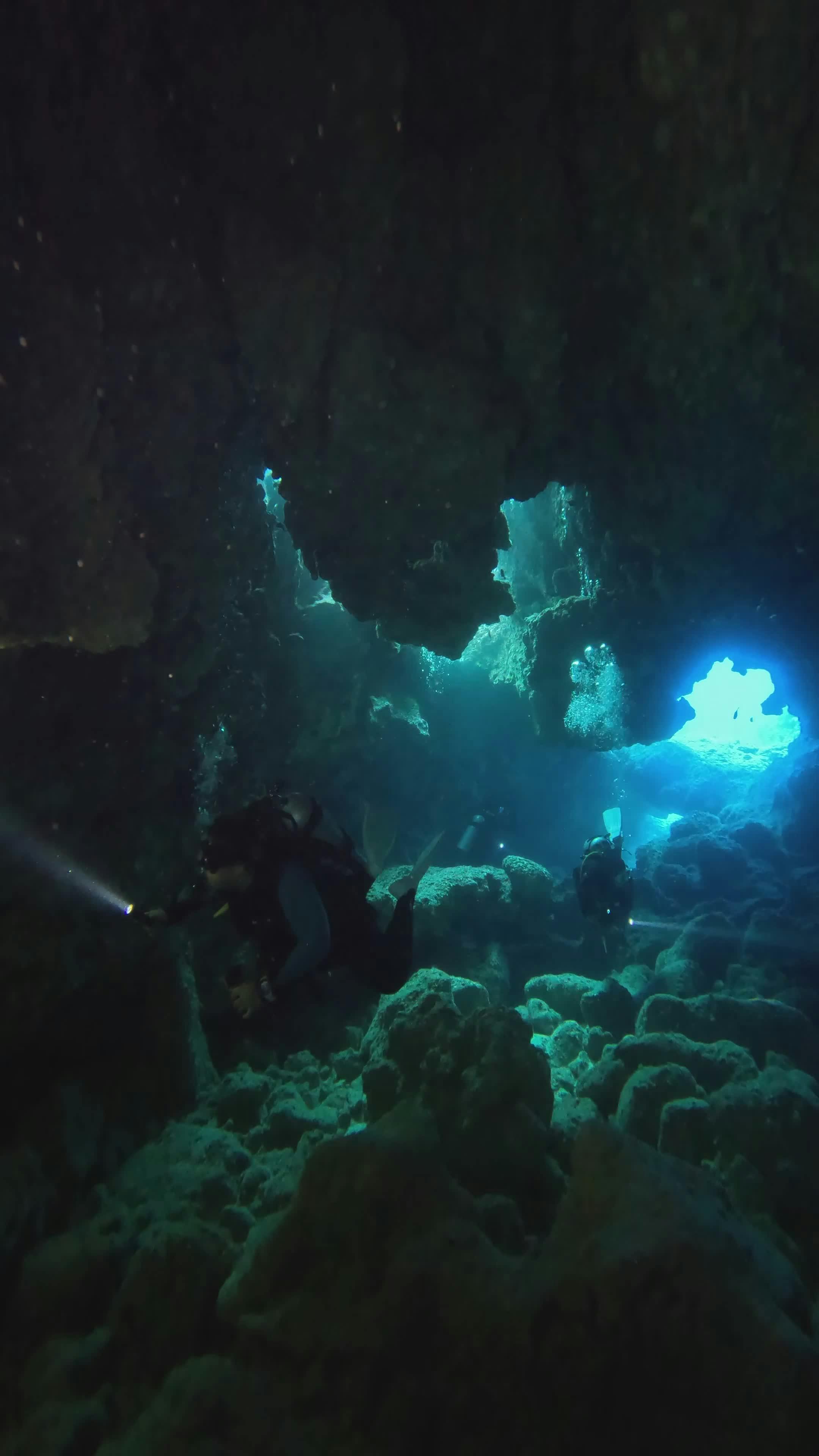 Discover Scuba Diving in Stunning Cavern Free Stock Video Footage, Royalty-Free 4K & HD Video Clip