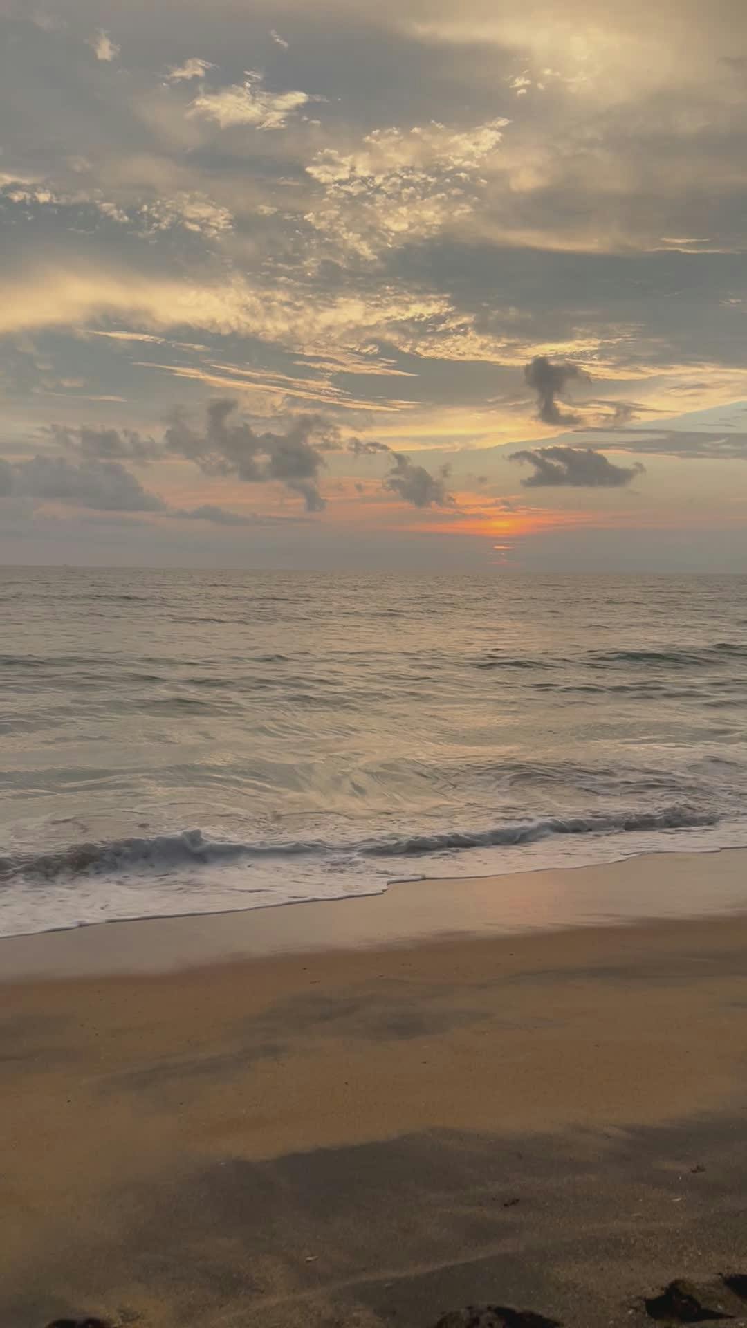 Serene Beach Sunset Over Ocean Waves Free Stock Video Footage, Royalty ...