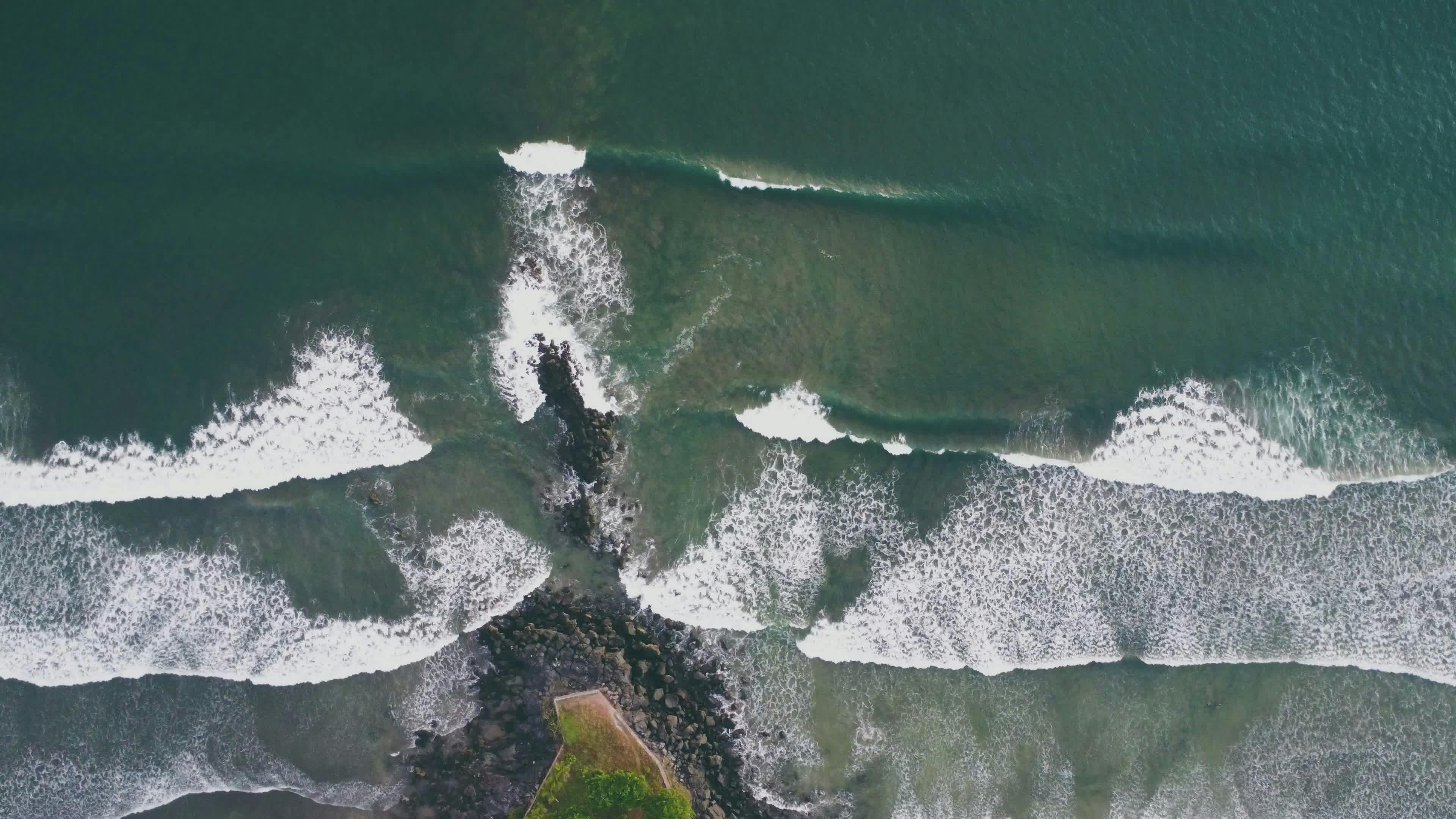 Aerial View of Ocean Waves Crashing on Shore Free Stock Video Footage ...