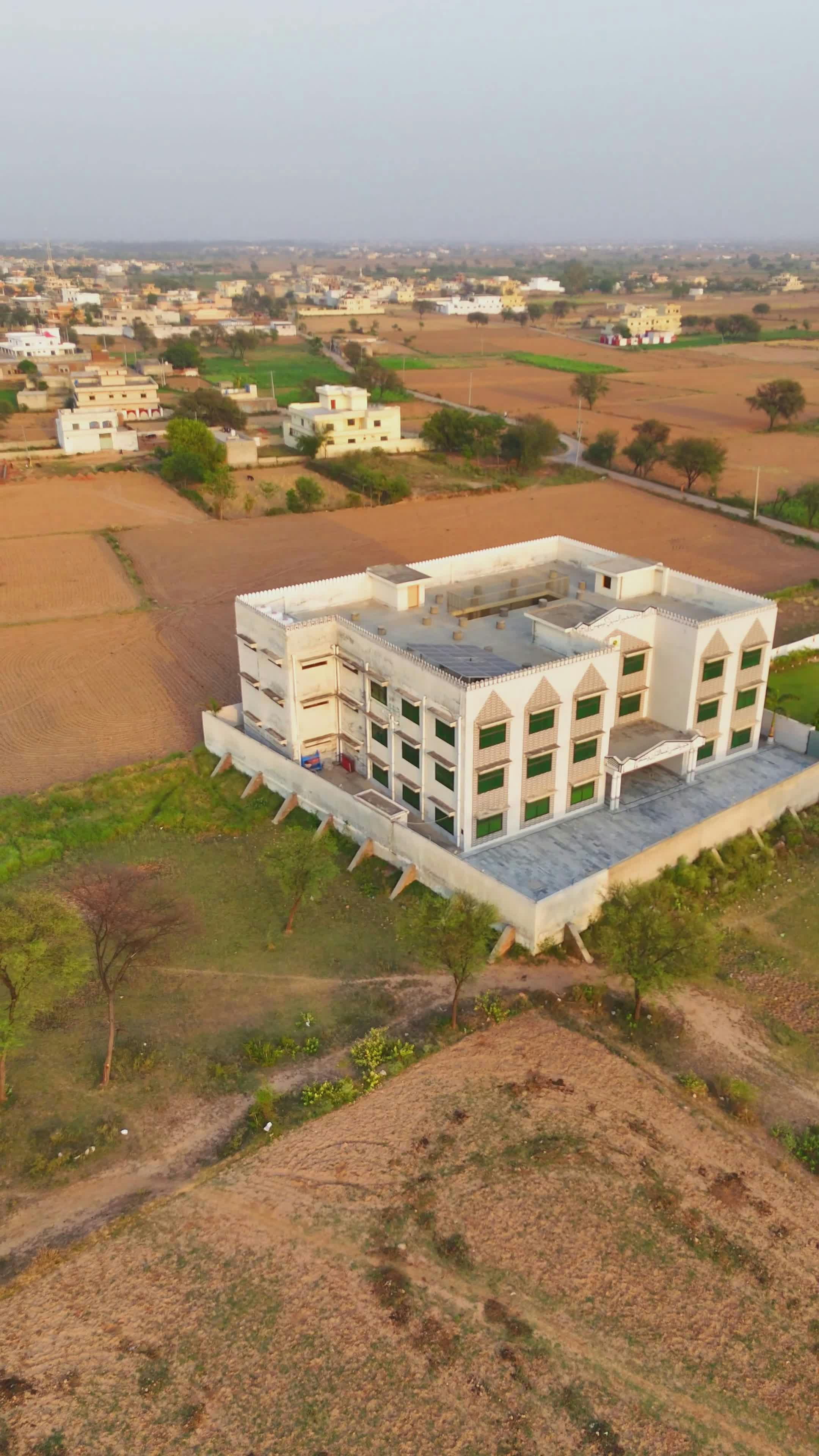 Aerial View of Rural Building in Open Fields Free Stock Video Footage ...