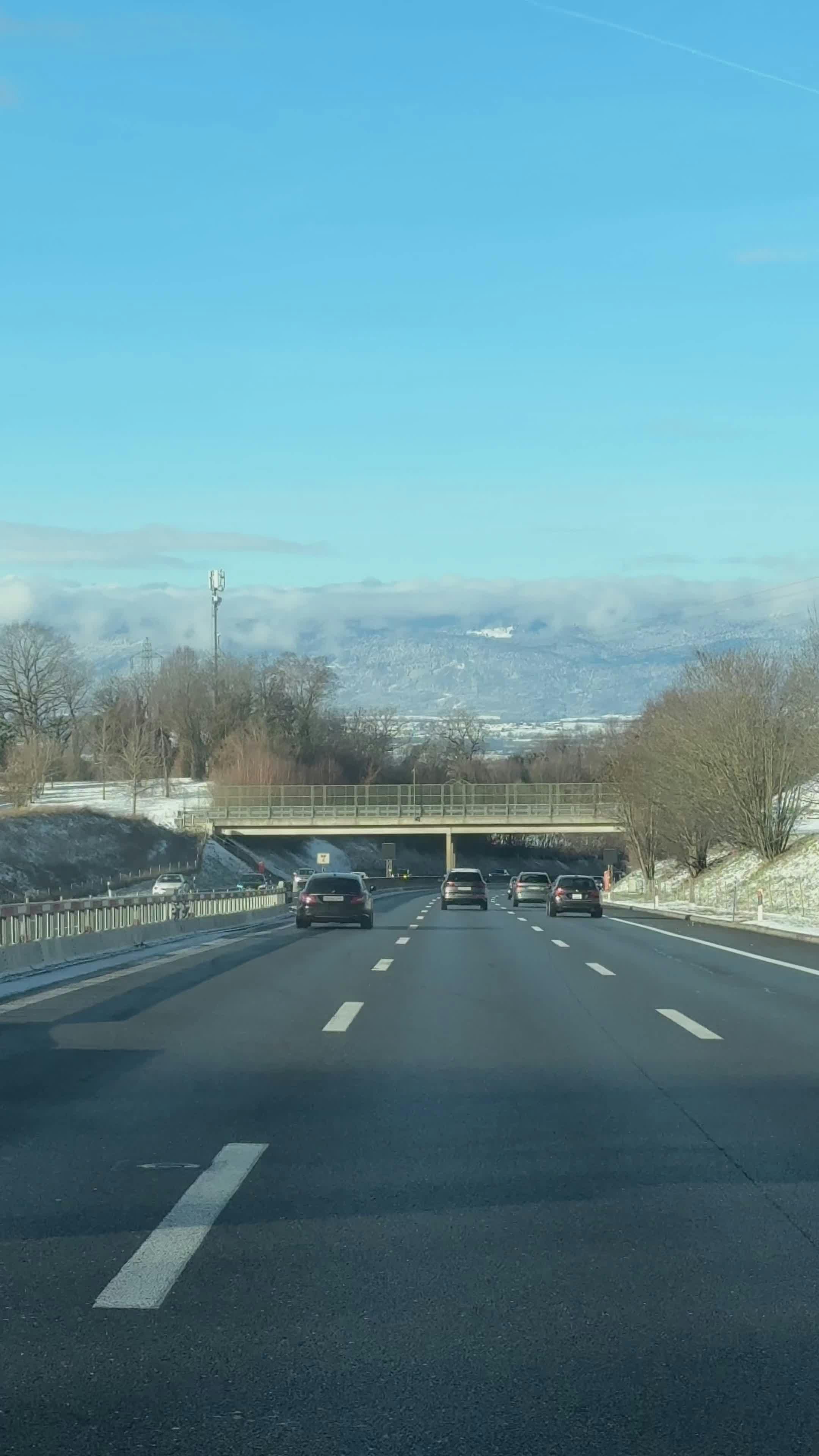 Scenic Winter Highway Drive with Clear Blue Skies Free Stock Video ...