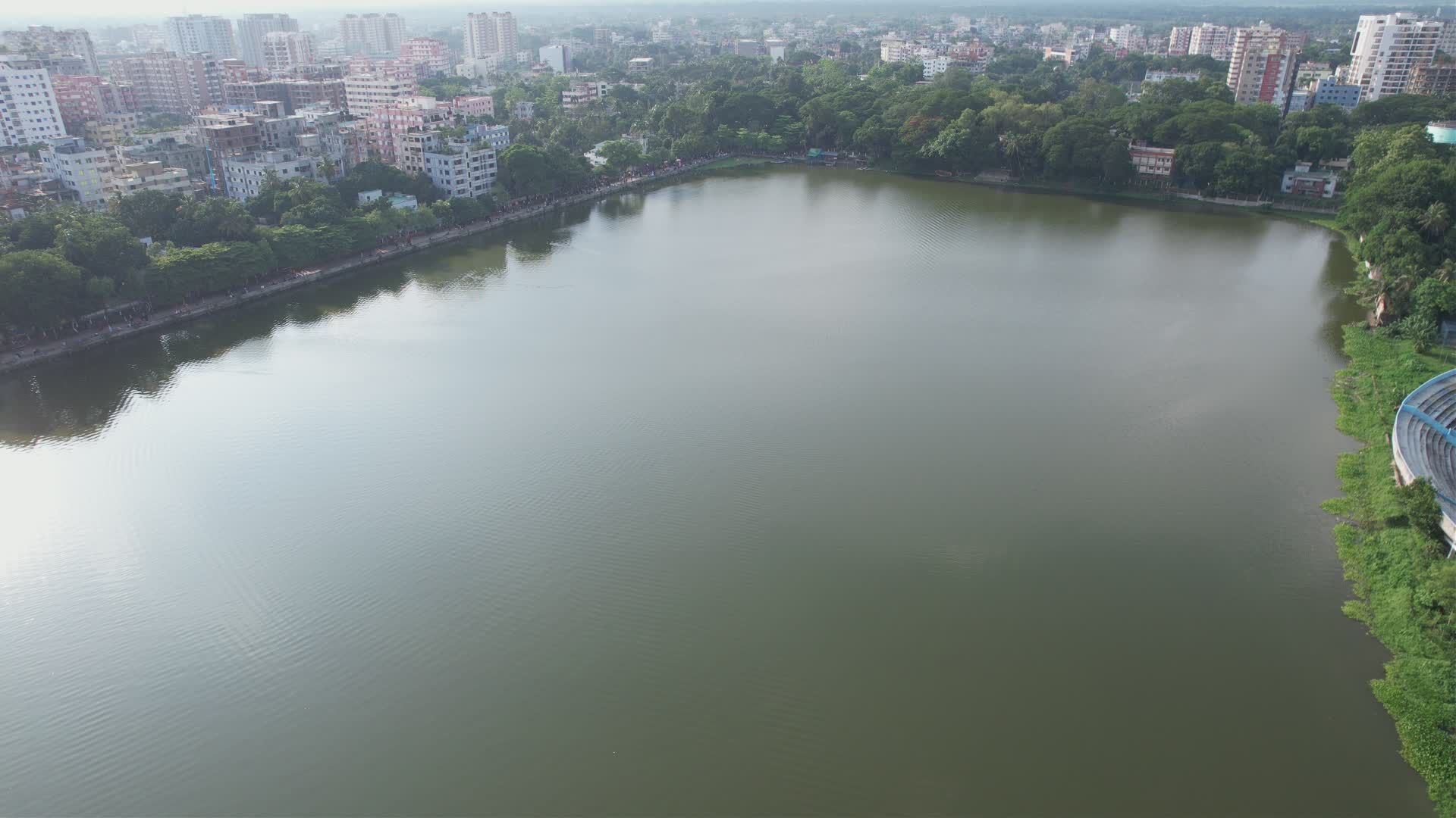 Drone Aerial View of Cumilla City Lake Free Stock Video Footage ...