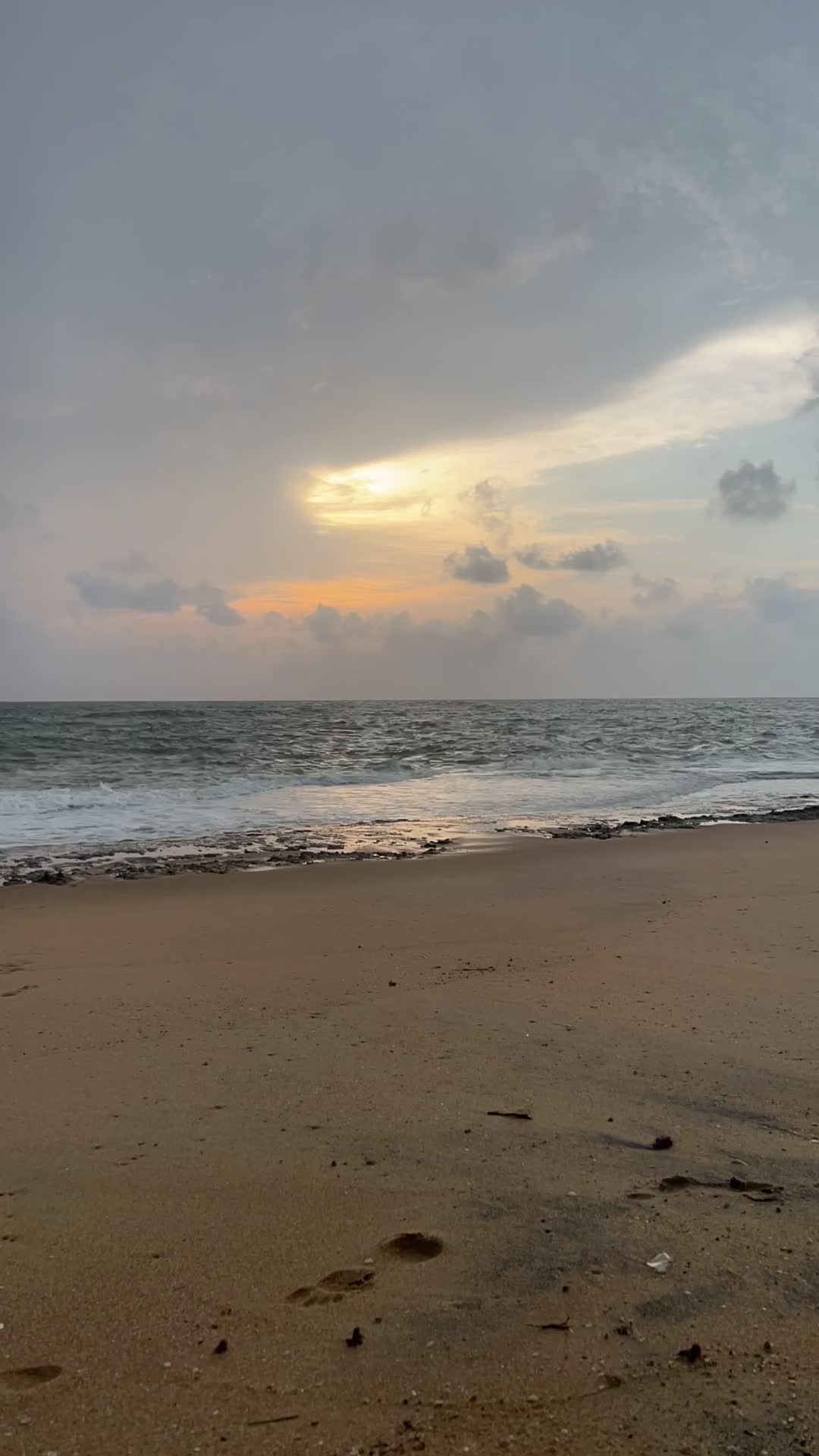Serene Beach Sunset with Lapping Waves Free Stock Video Footage ...