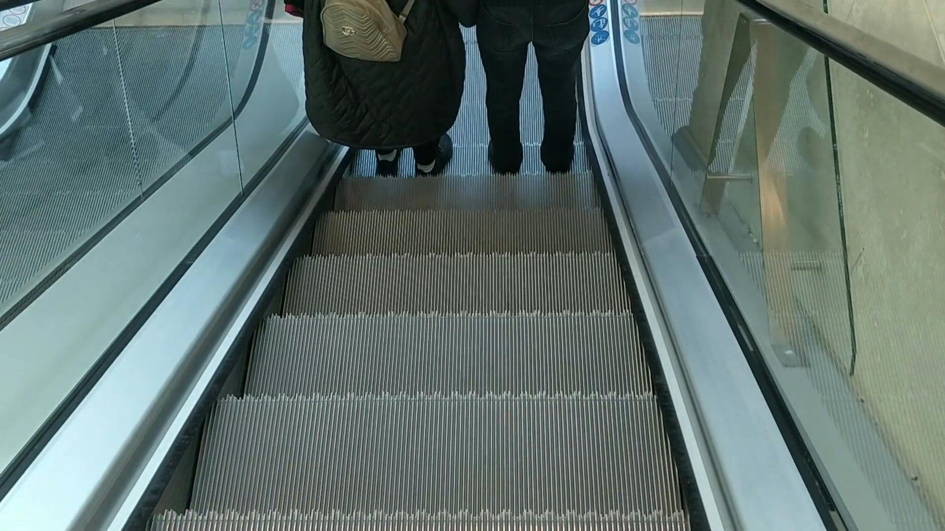 People Using An Escalator In Going Down To Lower Floor · Free Stock Video