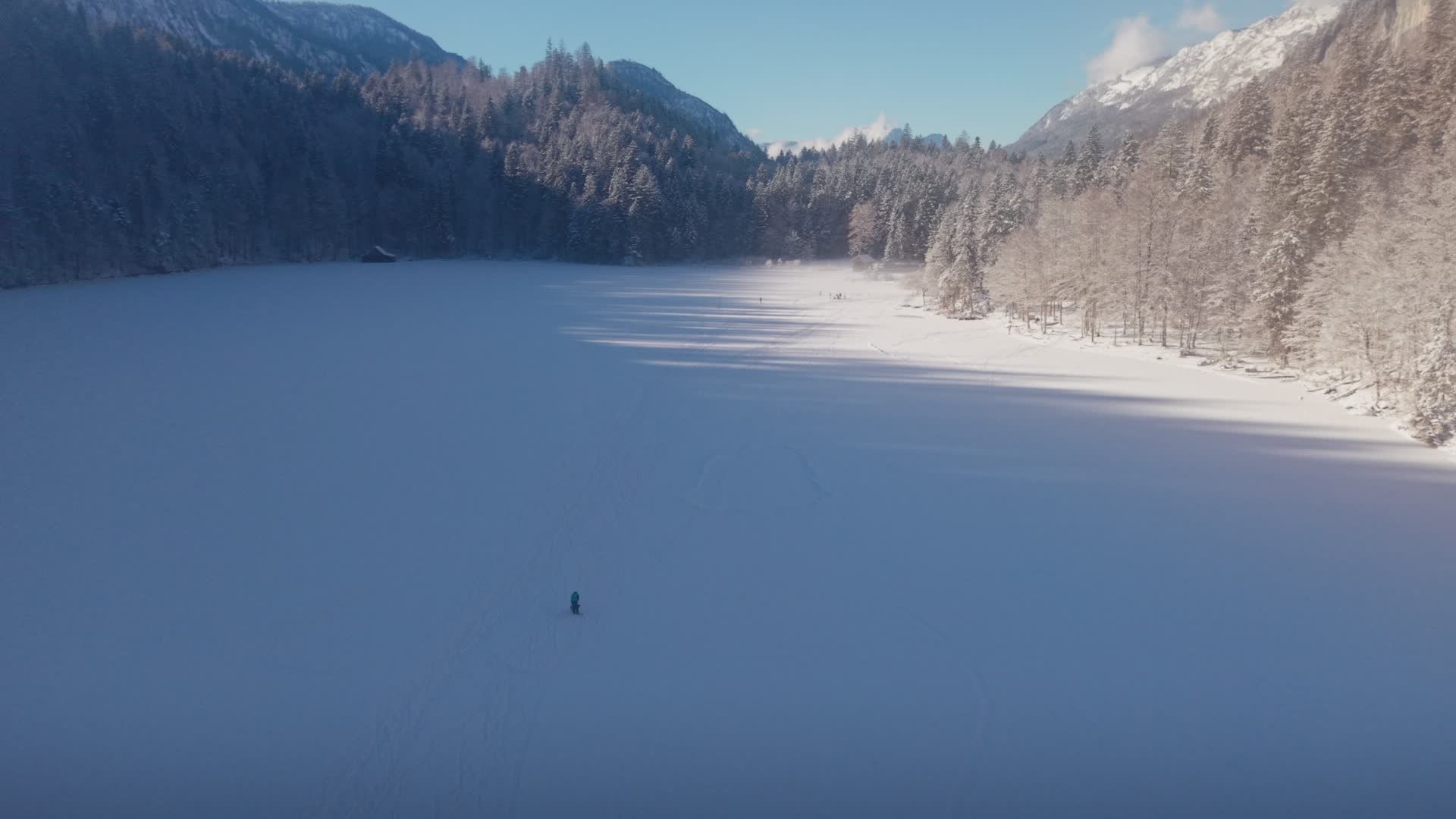 Aerial View of Serene Snowy Alpine Lake Free Stock Video Footage ...